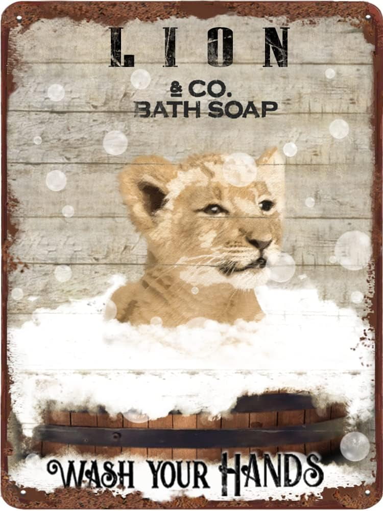 Lion Bath Soap Metal Tin Sign Wash Your Hands Retro Poster Home ...