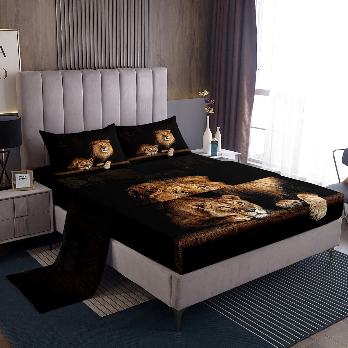 Lion Bed Sheets Set African Safari Animals Full Sheet Set for Boys,Wild ...