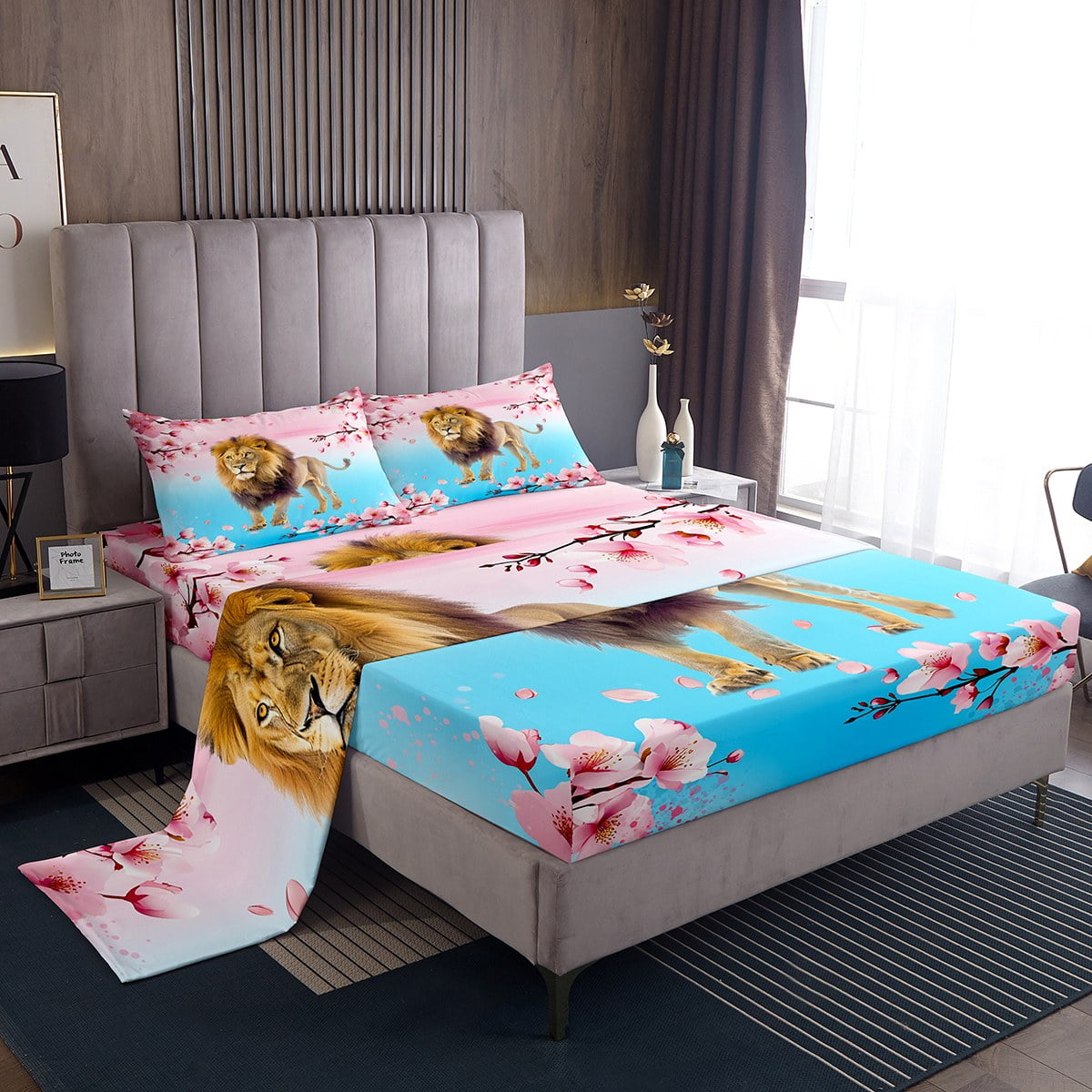 Lion Bed Sheets Set African Safari Animals Full Sheet Set ,Cherry ...