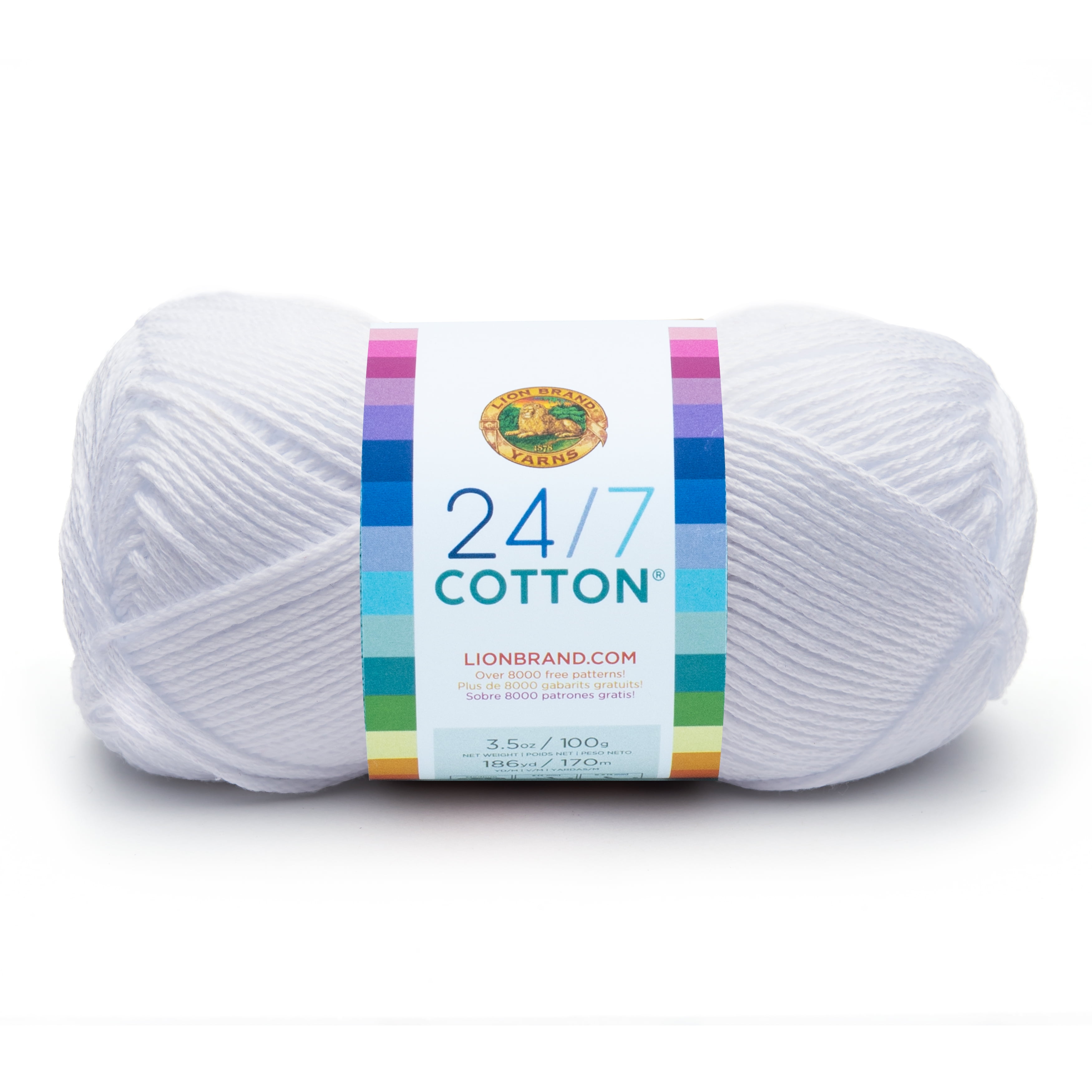 Lion Brand 24/7 Heavy Weight White Cotton Yarn for Knitting and ...