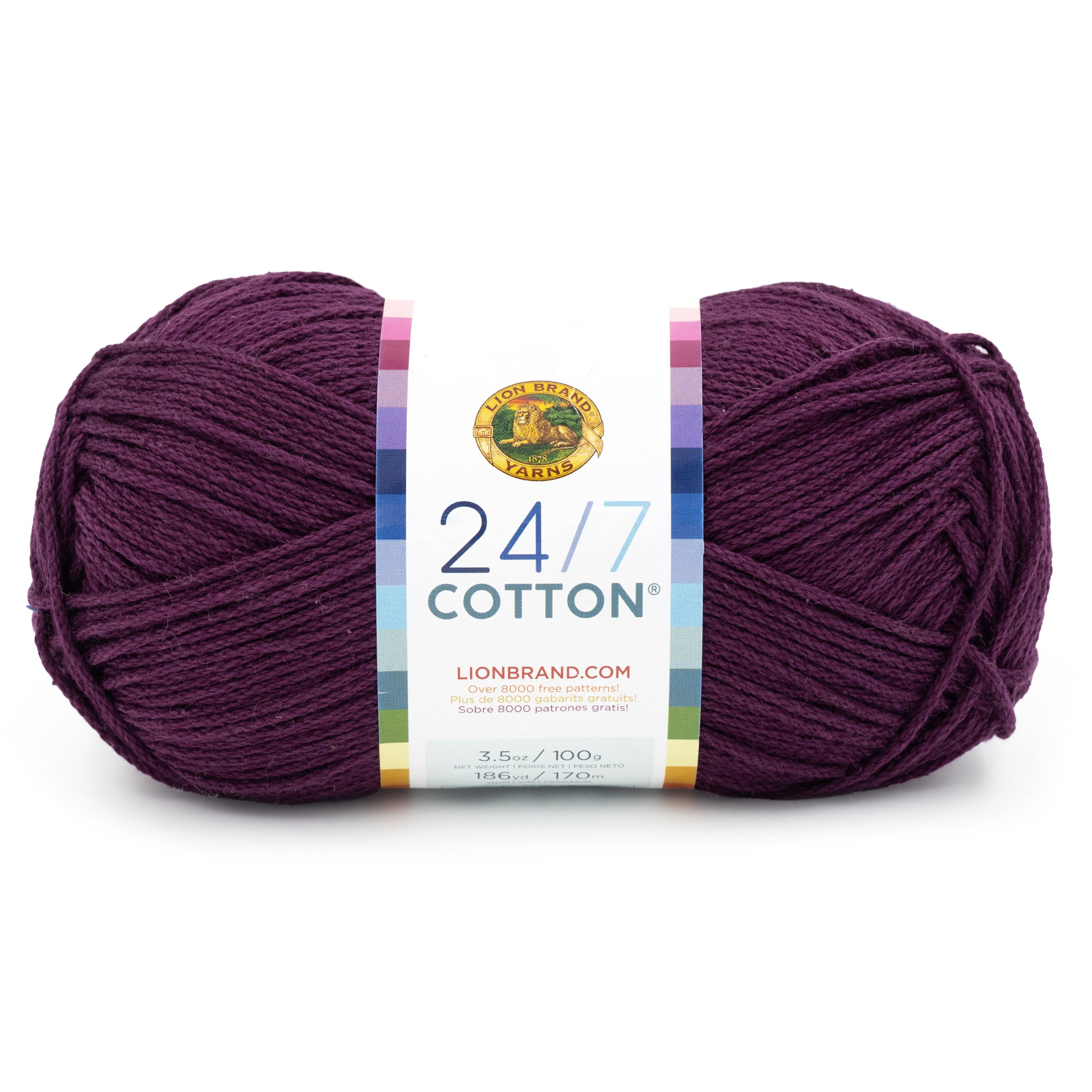 Lion Brand 24/7 Cotton Yarn-Eggplant - Walmart.com
