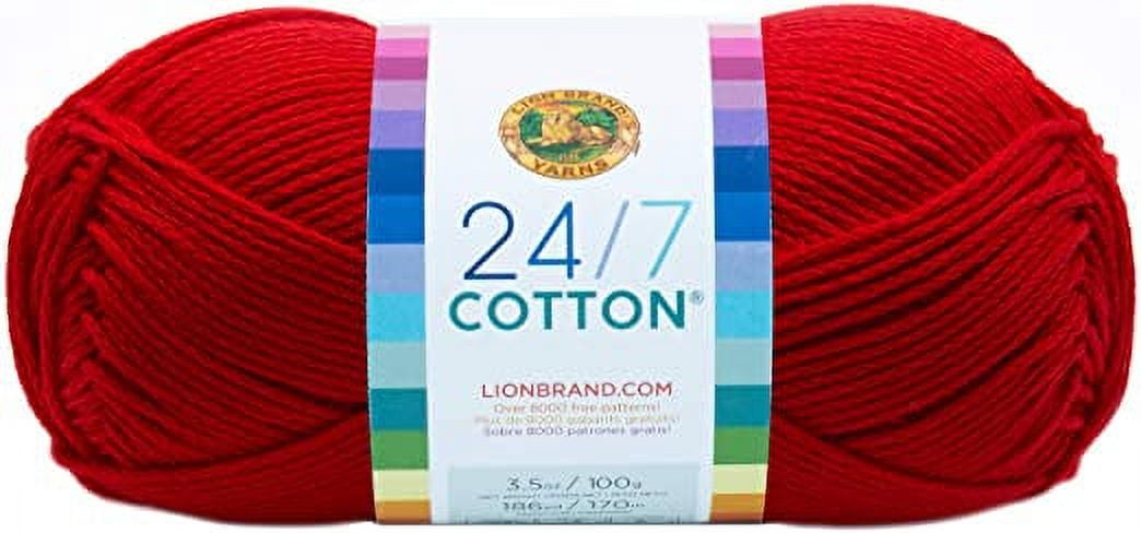 Lion Brand 24/7 Cotton Yarn-Red - Walmart.com