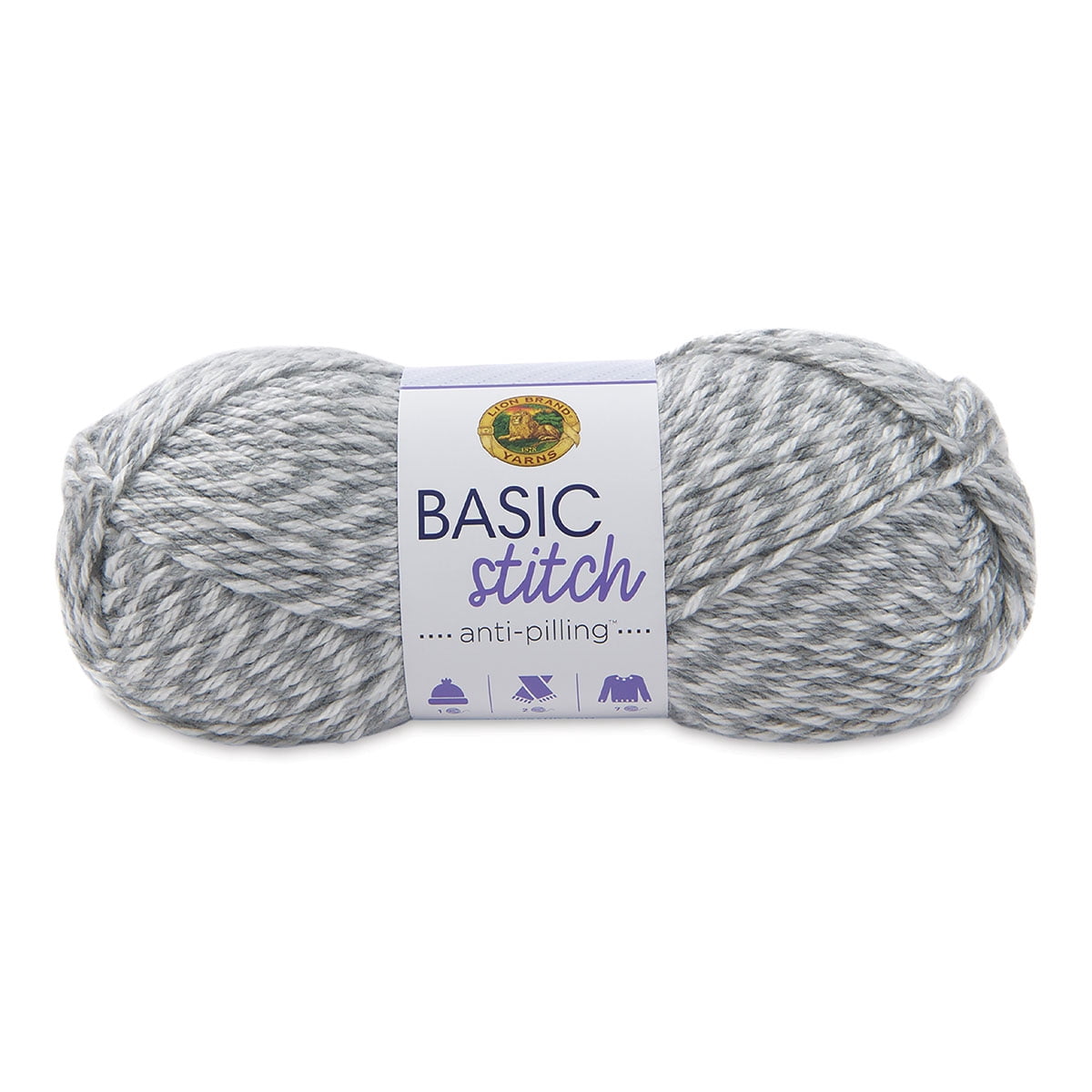 Lion Brand Basic Stitch Anti-Pilling Yarn - Grey/White, 185 yds ...
