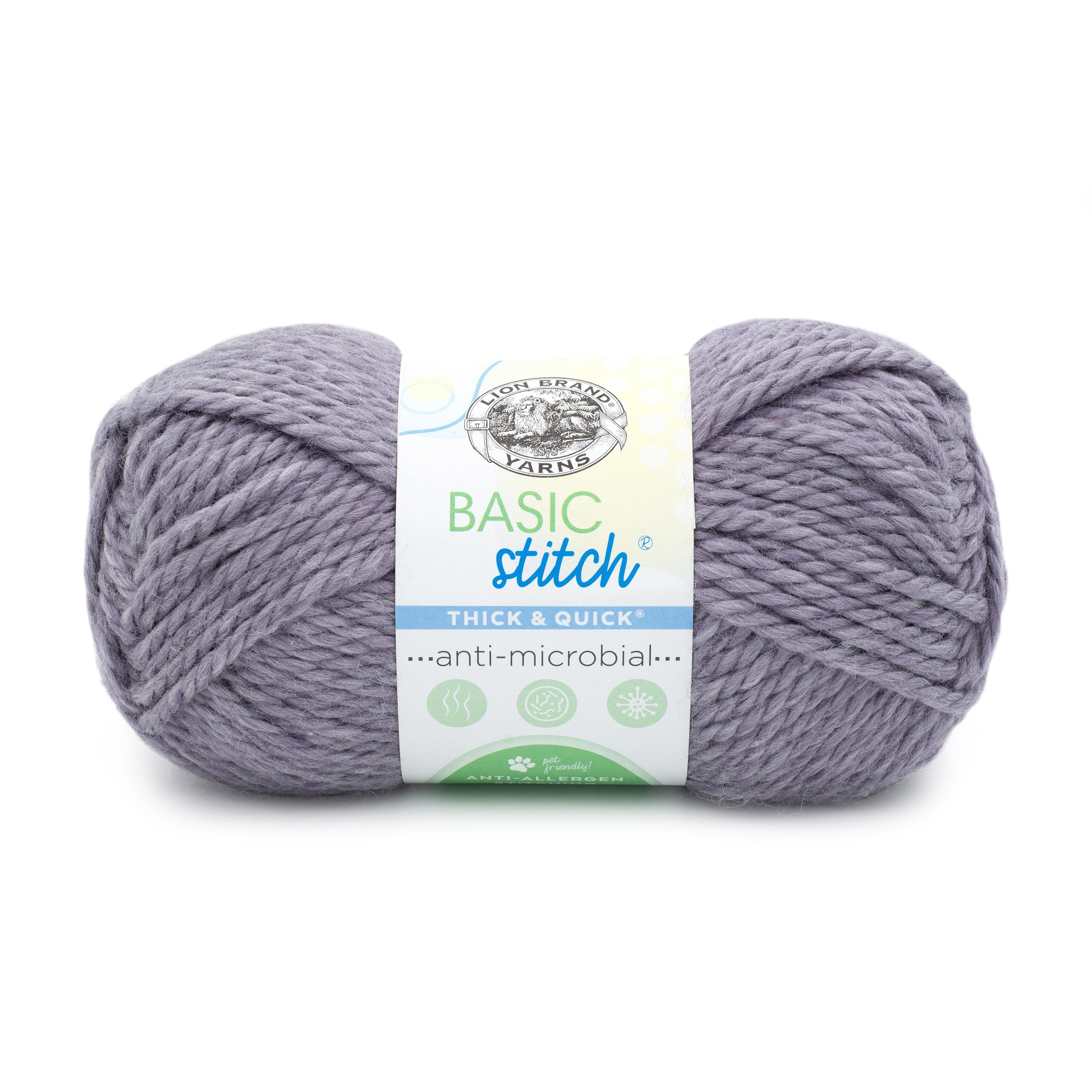 Lion Brand Basic Stitch Antimicrobial Thick & Quick Yarn-Lavender Mist ...