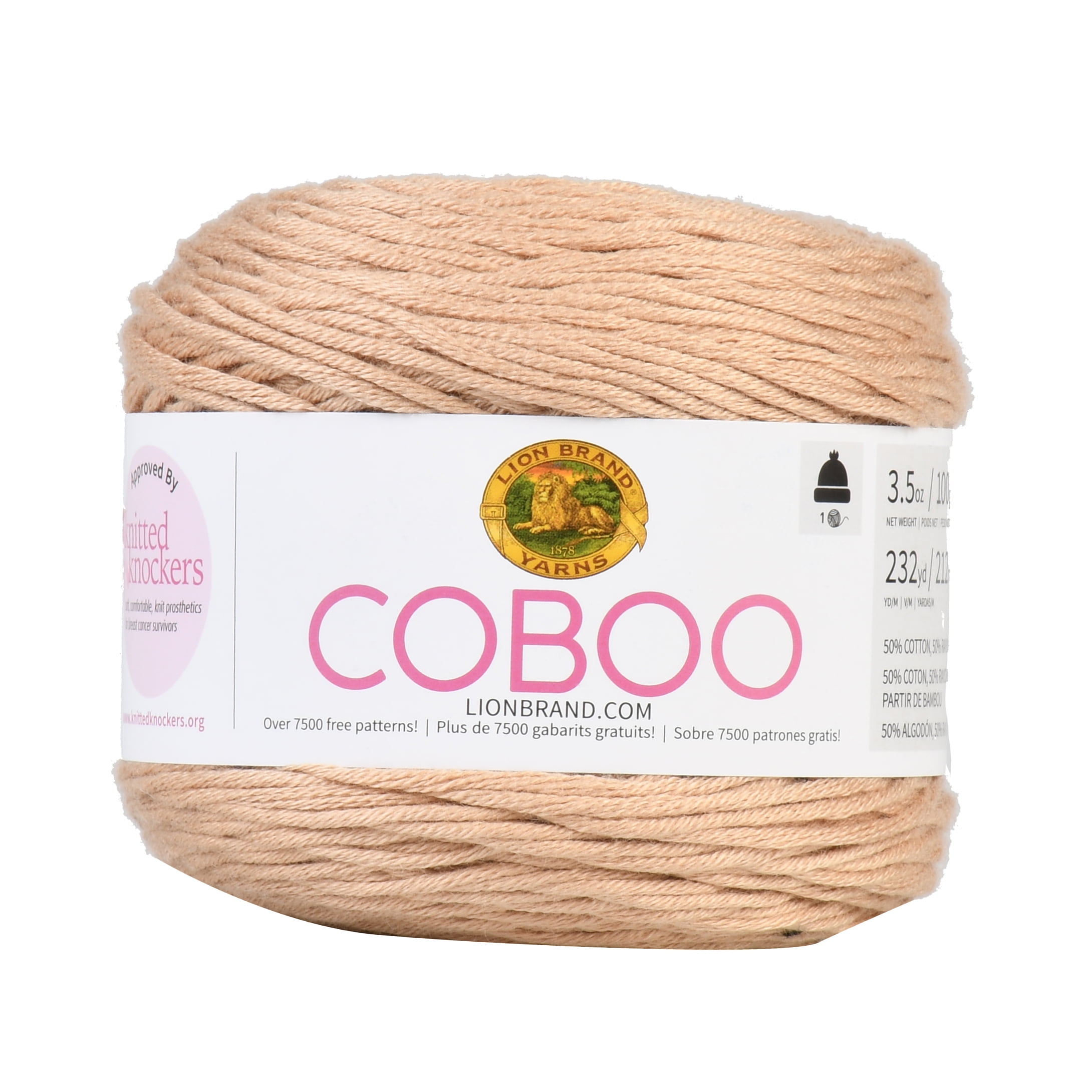 Lion Brand Coboo Yarn, Beige, 3.5oz/100g - Walmart.com