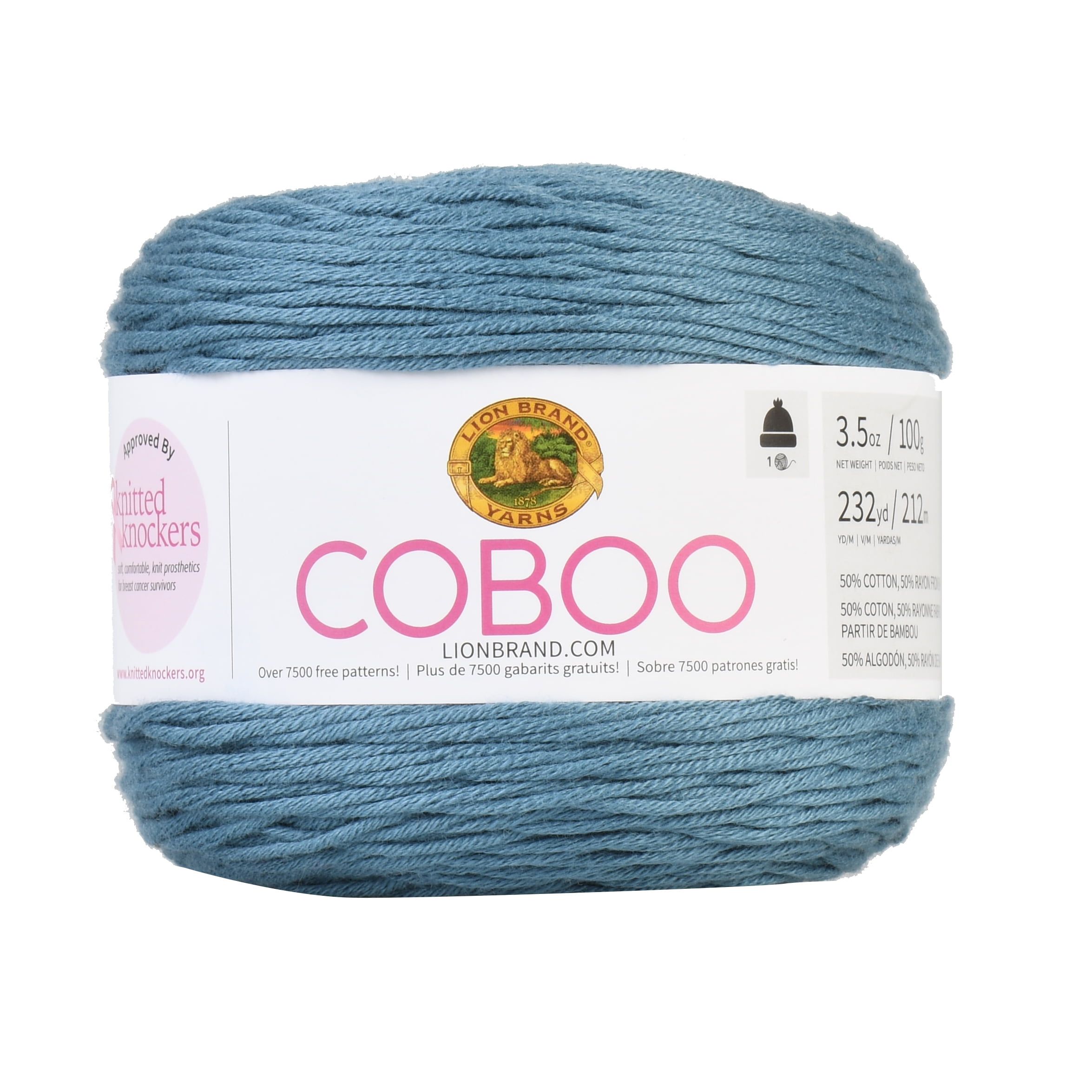 Lion Brand Coboo Yarn, Denim Color, 50% Cotton 50% Bamboo, Lightweight ...