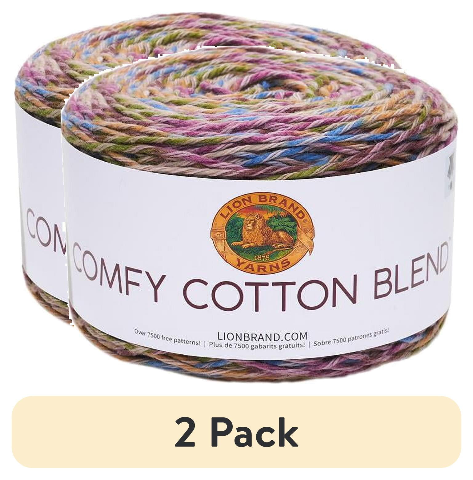 (2 pack) Lion Brand Comfy Cotton Blend 392 Yd Yarn-Stained Glass ...