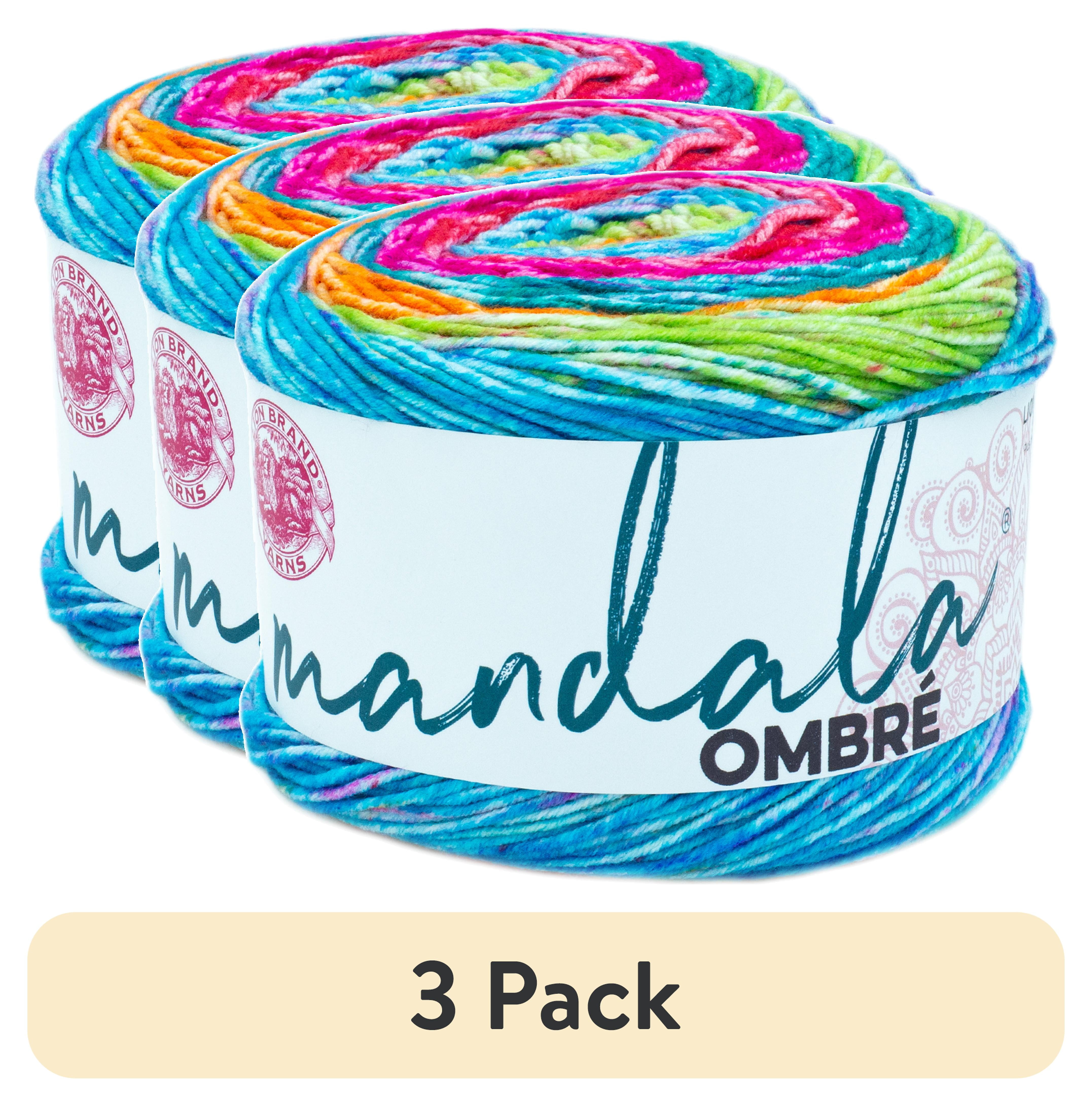 (3 pack) Lion Brand Mandala Ombre Yarn-Happy - Walmart.com
