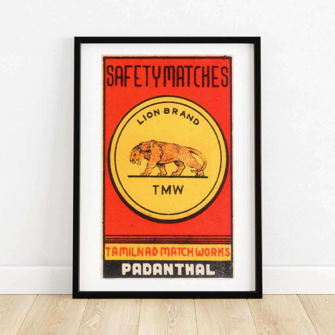 Lion Brand Safety Matches Art Print Vintage Tamil Nadu Matchbox Design ...