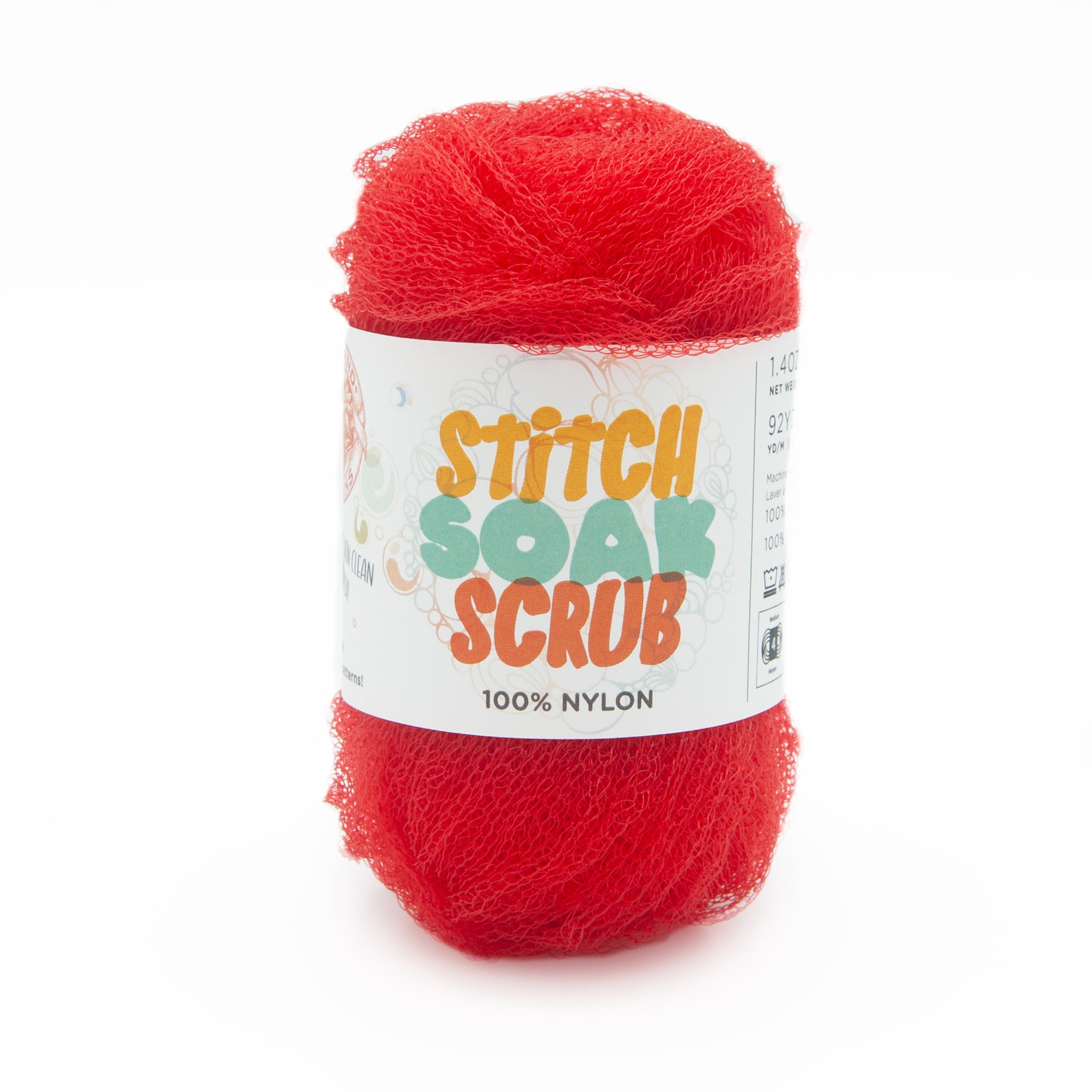 Lion Brand Stitch Soak Scrub Yarn, Poppy Red, 100% Nylon, Medium Weight ...