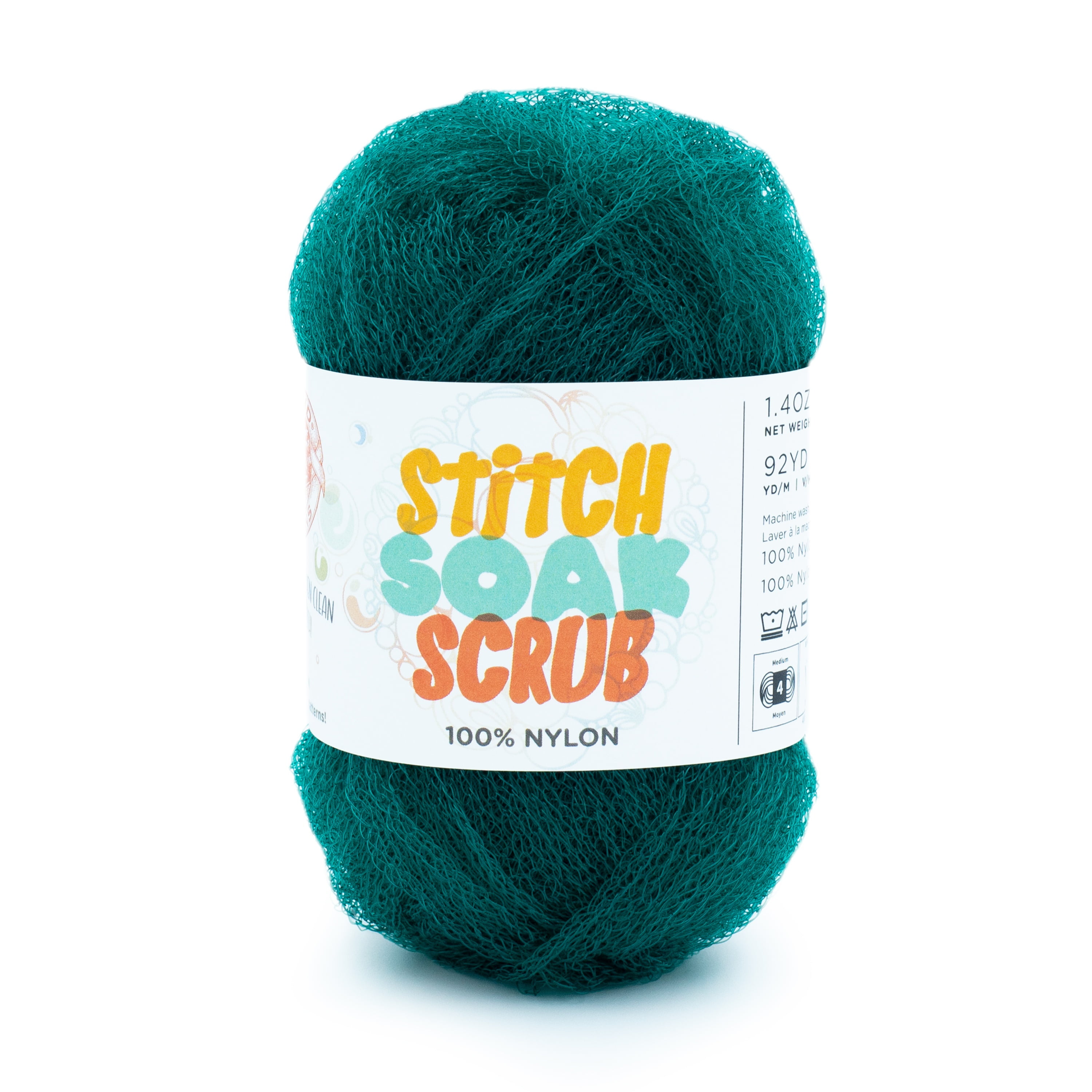 Lion Brand Stitch Soak Scrub Yarn, Quetzal Green, 100% Nylon, Chainette ...