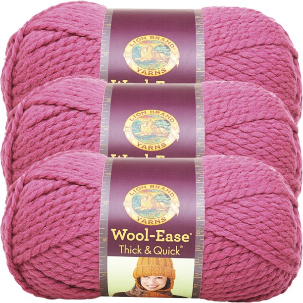 Lion Brand Wool-Ease Thick & Quick Yarn-Raspberry, Multipack Of 3 ...