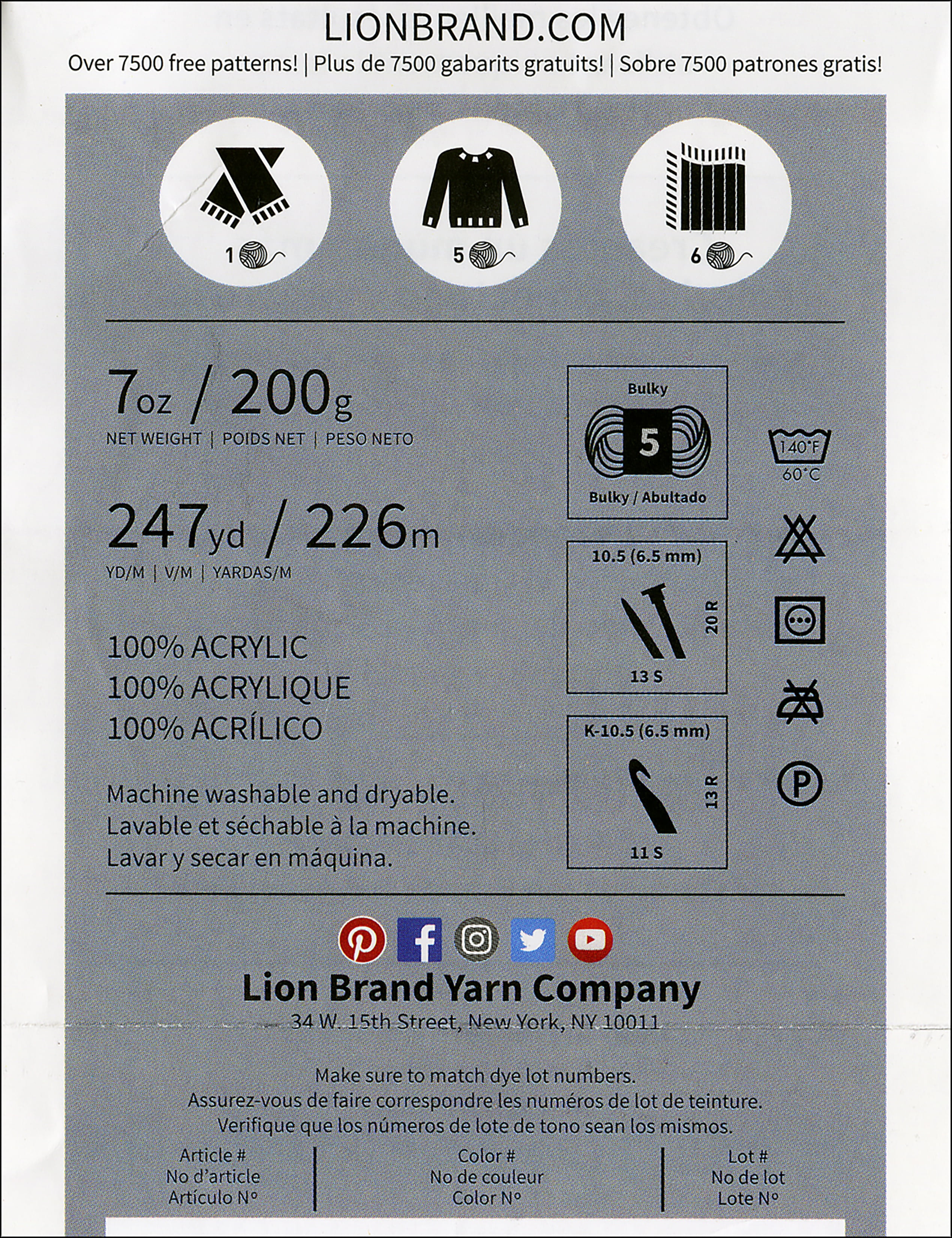 Lion Brand Yarn 195-150 Color Made Easy Yarn, Basalt - Walmart.com