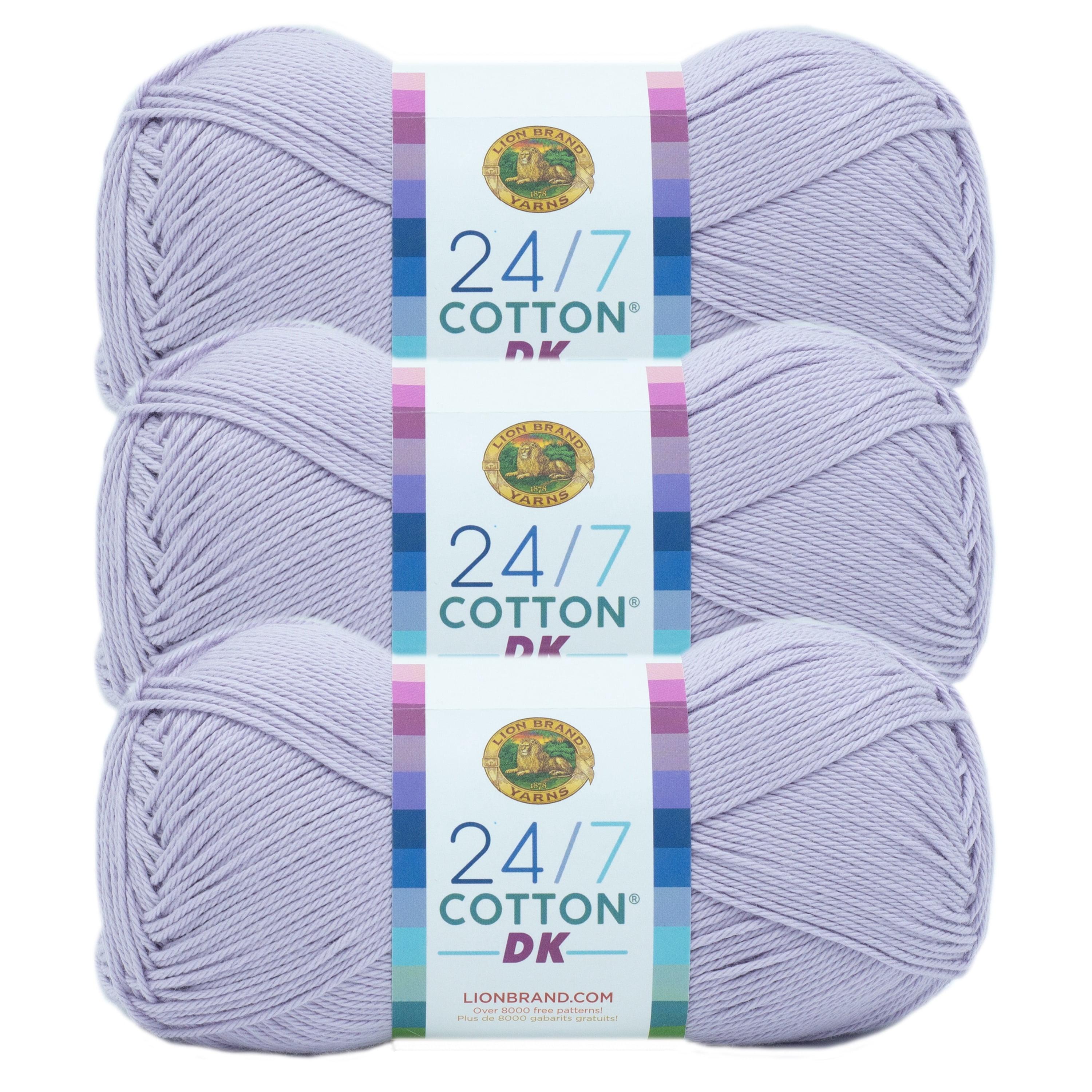 Lion Brand Yarn 24/7 Cotton DK Desert Lily Light Cotton Yarn 3 Pack ...