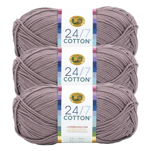 Lion Brand Yarn 24/7 Cotton Vintage Lilac Medium Mercerized Cotton Yarn ...