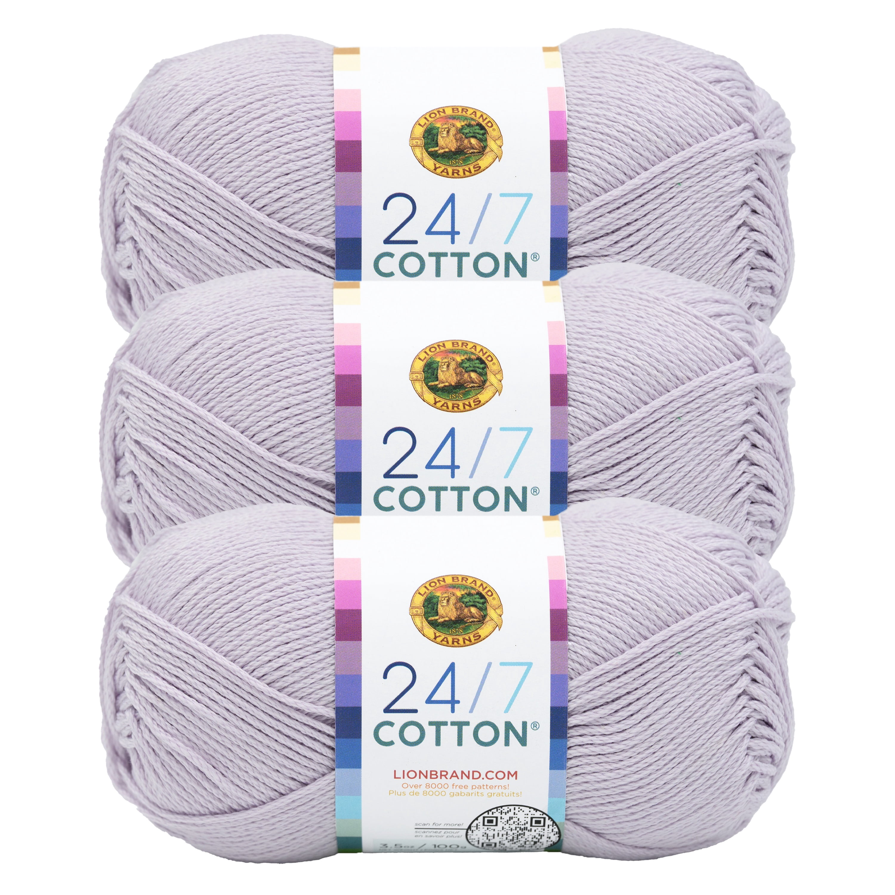 Lion Brand Yarn 24/7 Cotton Wisteria Medium Mercerized Cotton Purple ...