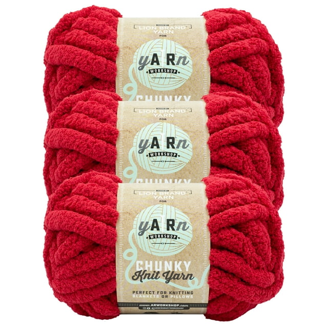 Lion Brand Yarn AR Workshop Chunky Knit Crimson Jumbo Polyester Red ...