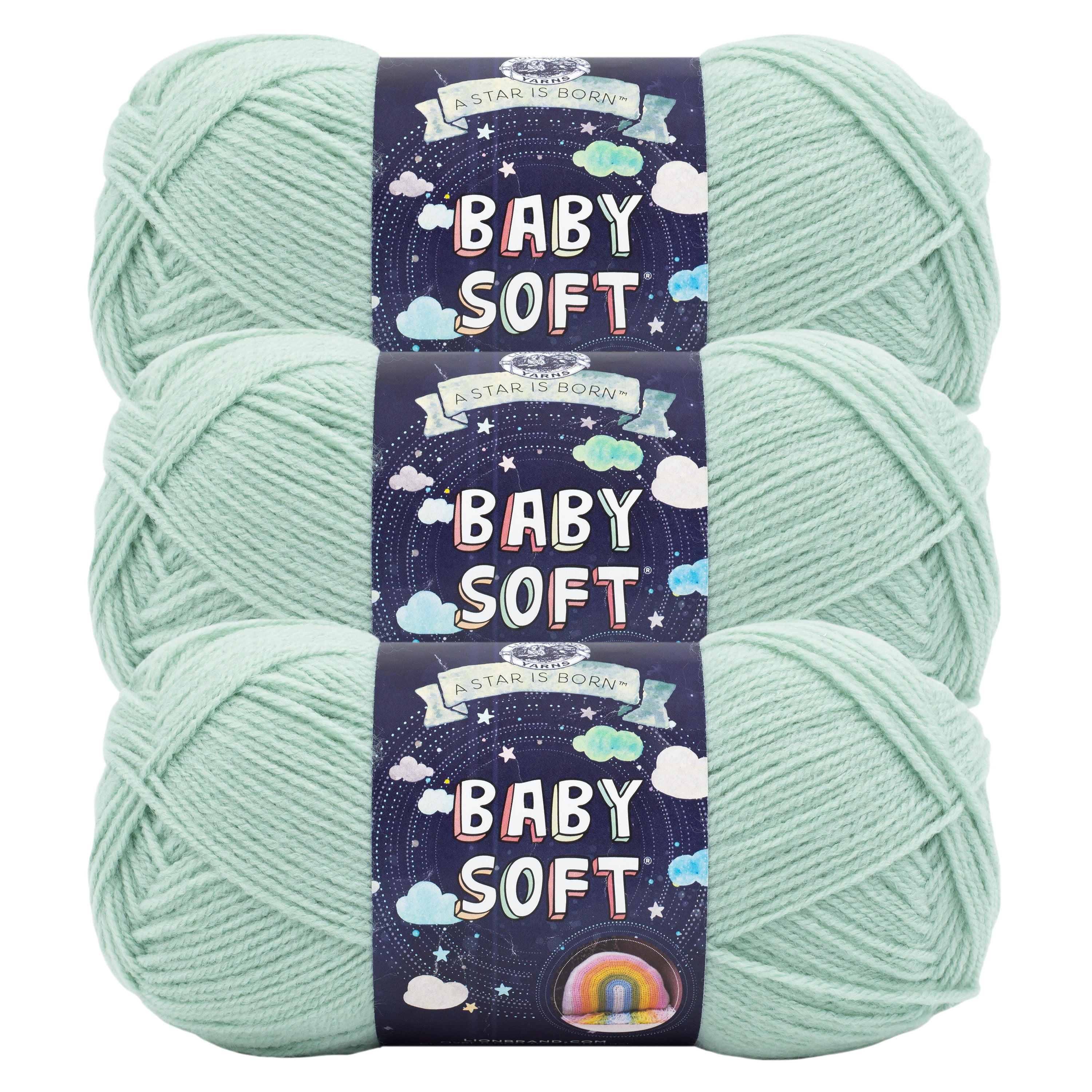 Lion Brand Yarn Baby Soft Dusty Green Light Acrylic, Nylon Green Yarn 3 ...