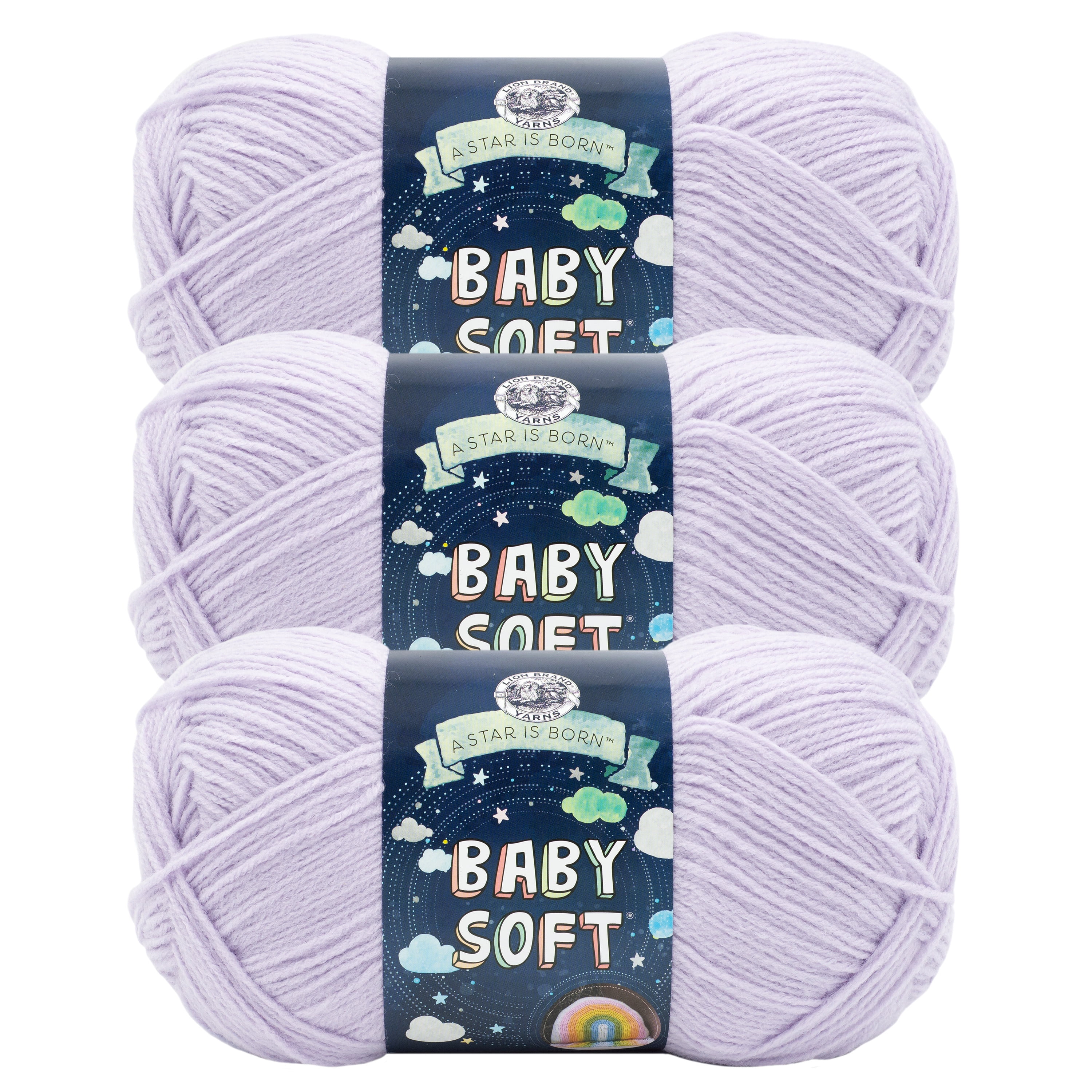 Lion Brand Yarn Baby Soft Dusty Lilac Light Acrylic, Nylon Purple Yarn ...