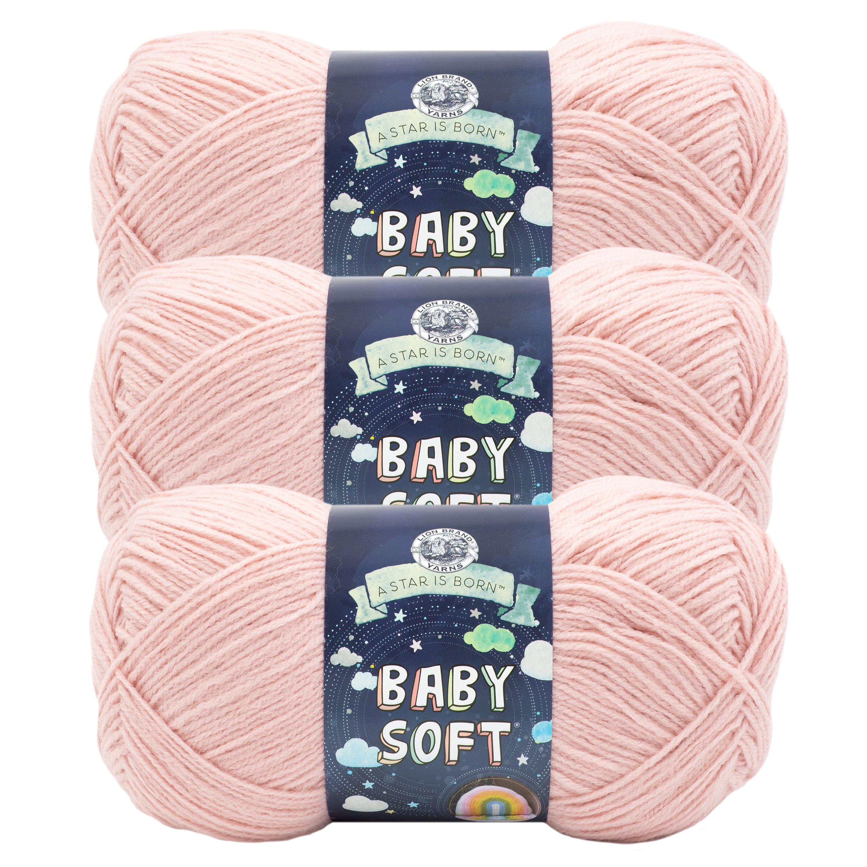 Lion Brand Yarn Baby Soft Dusty Pink Light Acrylic, Nylon Pink Yarn 3 ...