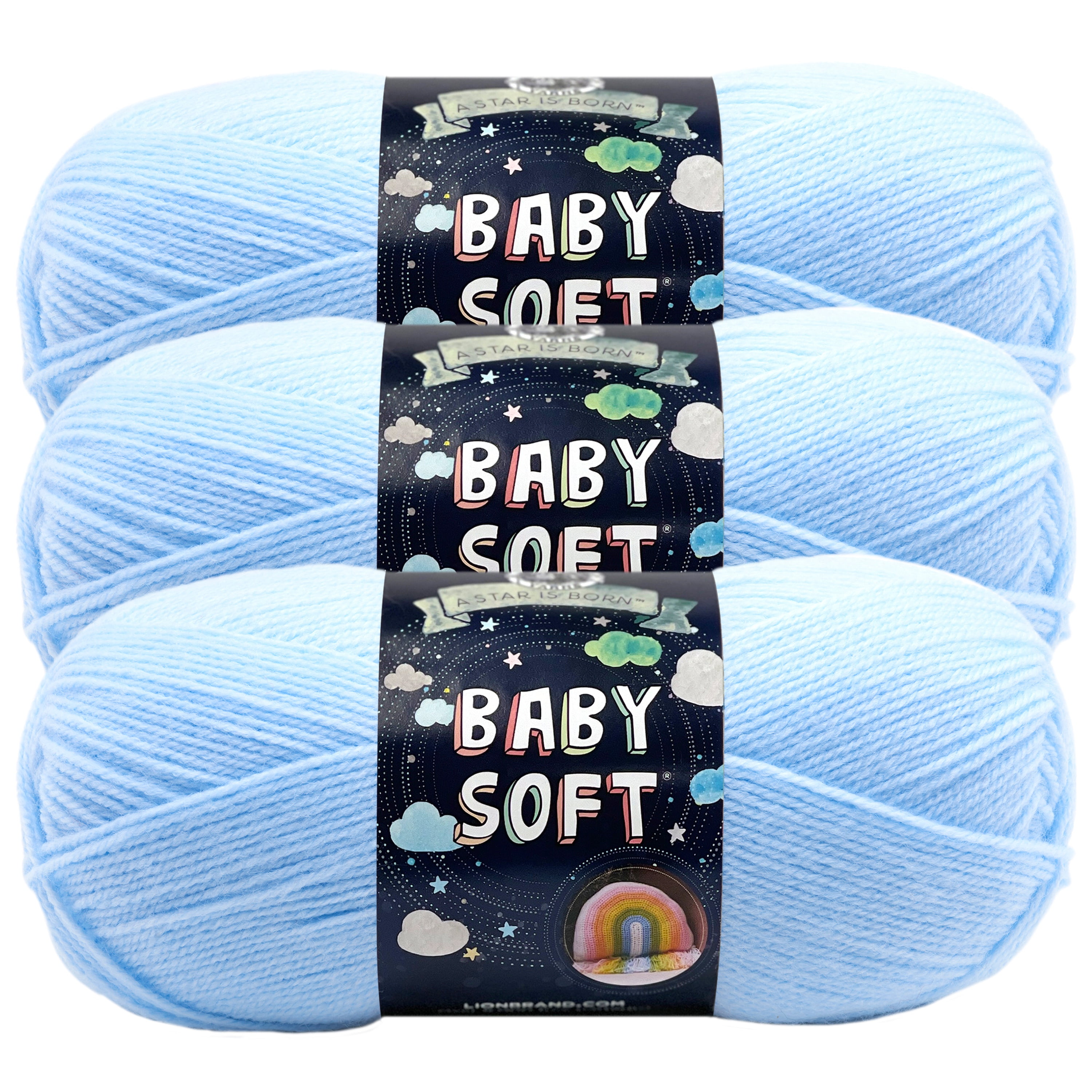 Lion Brand, Yarn Baby Soft, Little Boy Blue Light Acrylic Nylon 3 Pack ...