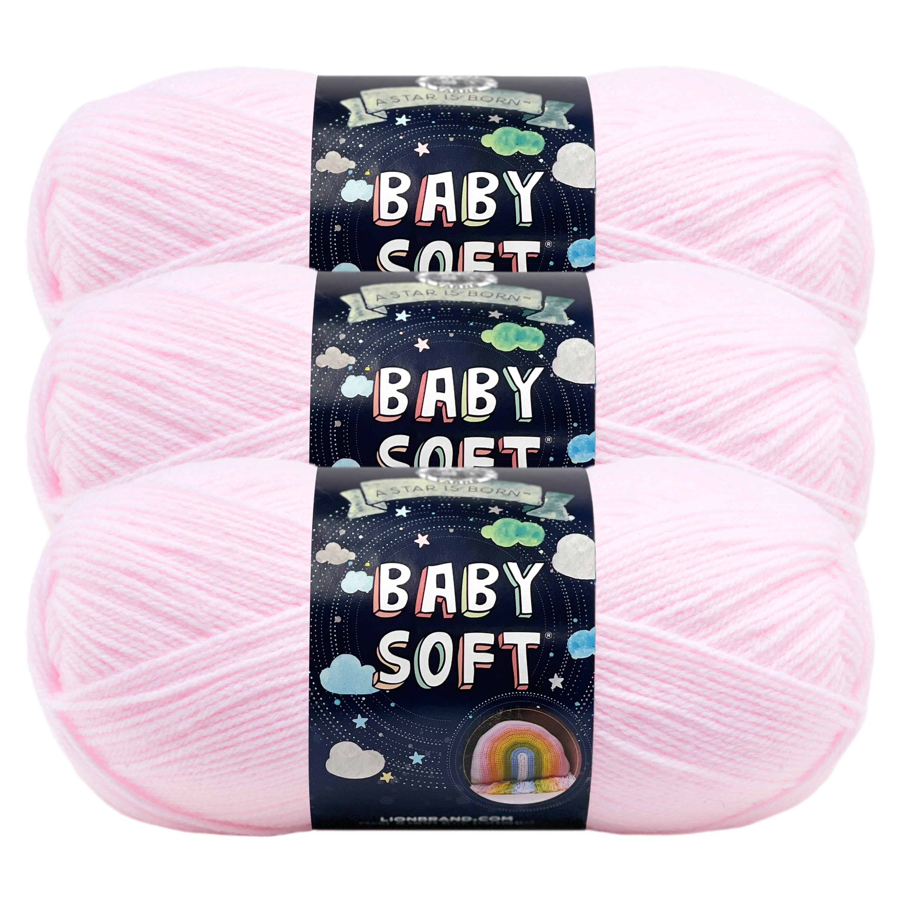 Lion Brand Yarn Baby Soft Petal Light Acrylic, Nylon Yarn 3 Pack ...