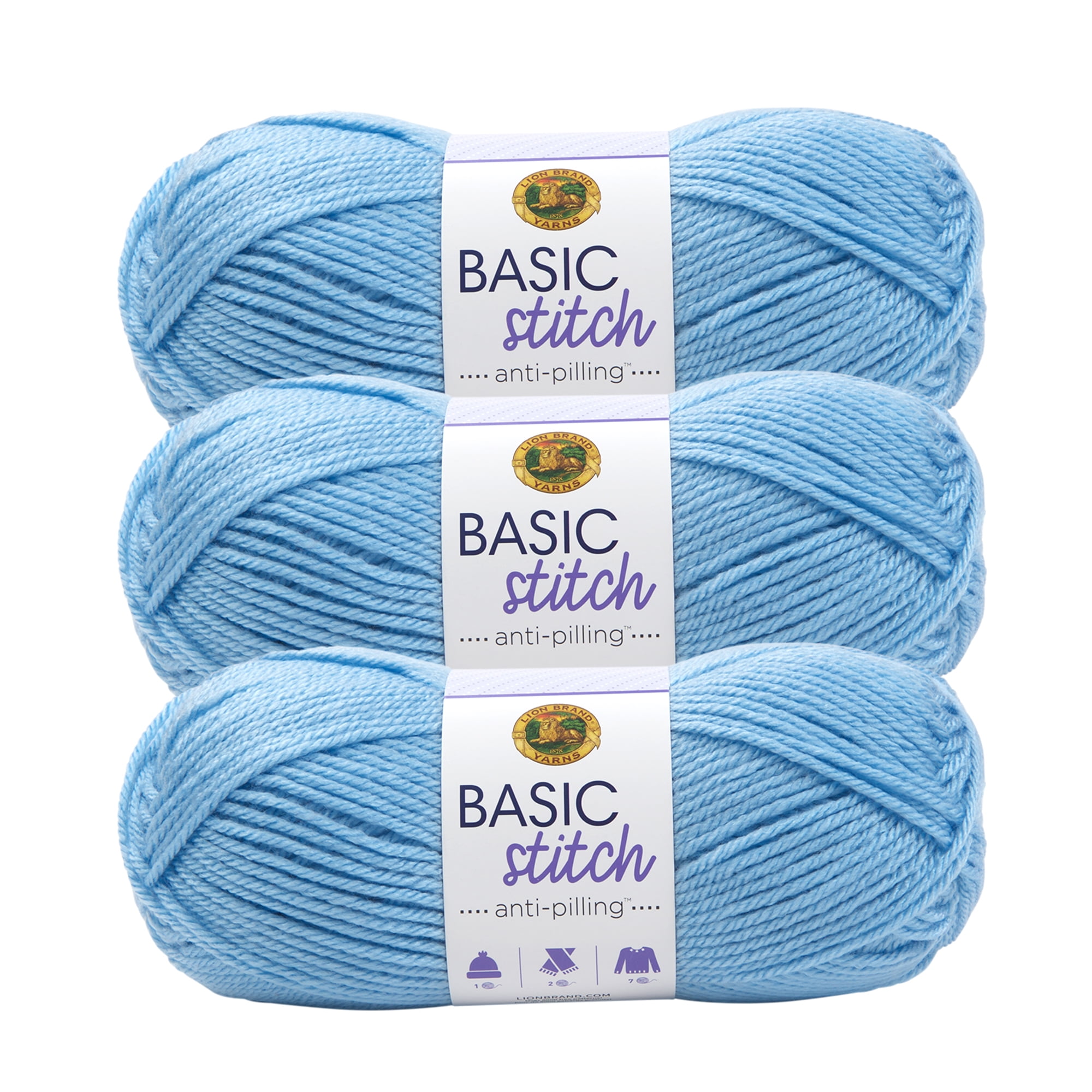 Lion Brand Yarn Basic Stitch Anti Pilling Baby Blue Anti Pilling Medium ...