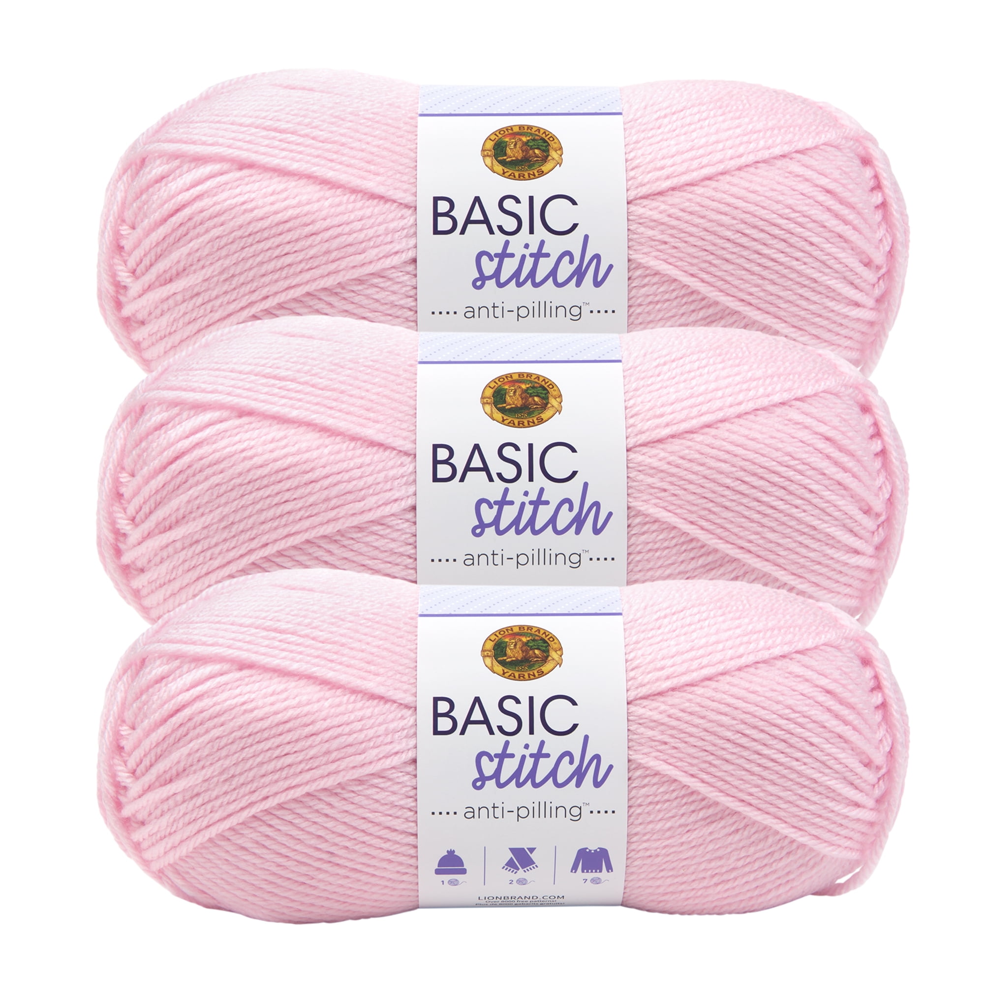 Lion Brand Yarn Basic Stitch Anti Pilling Baby Pink Anti Pilling Medium ...