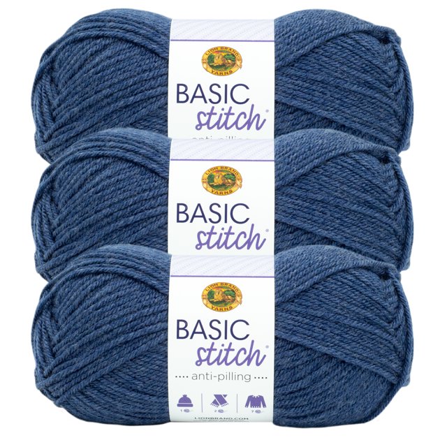 Lion Brand Yarn Basic Stitch Anti Pilling Deep Denim Heather Anti ...