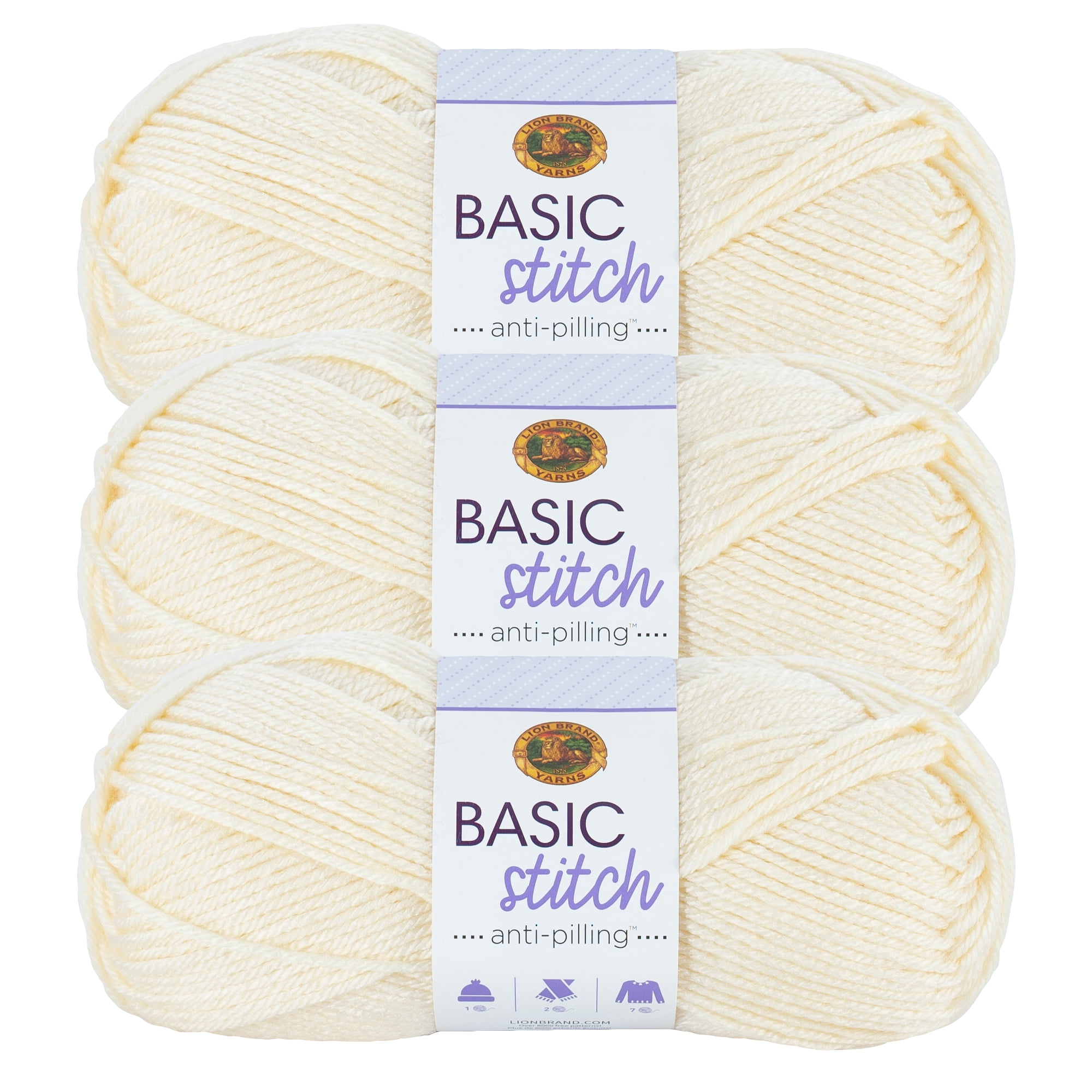 Lion Brand Yarn Basic Stitch Anti Pilling Ecru Anti Pilling Medium ...