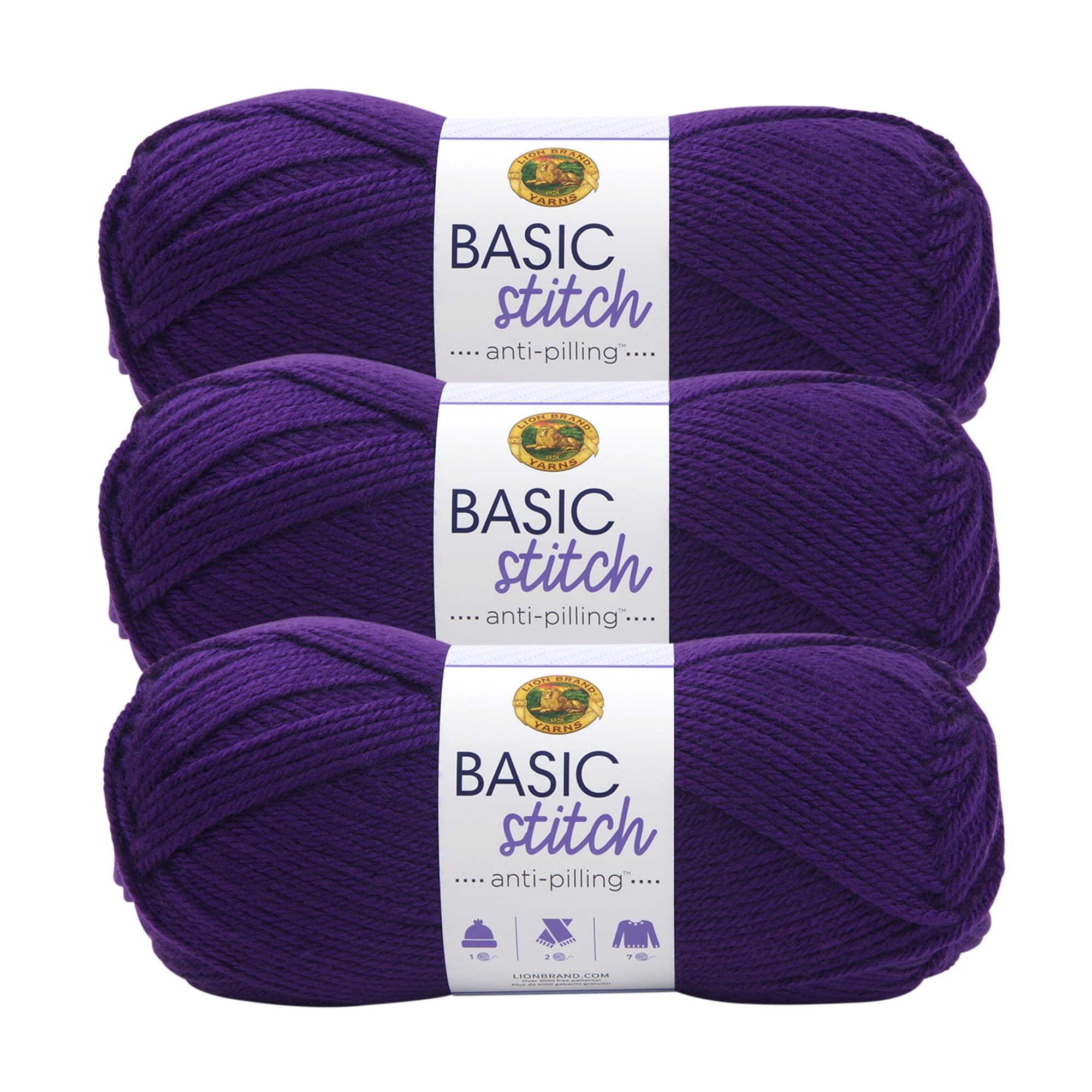 Lion Brand Yarn Basic Stitch Anti Pilling Purple Anti Pilling Medium ...