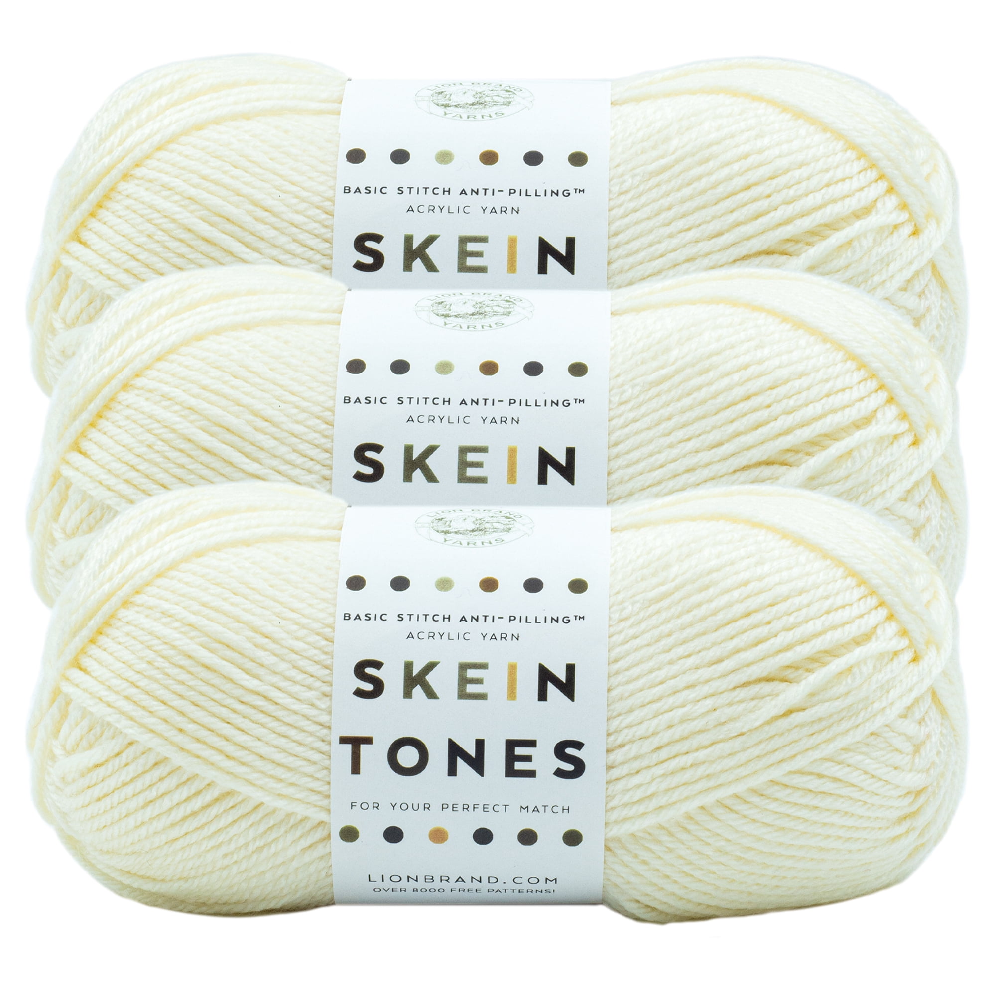 Lion Brand Yarn Basic Stitch Anti Pilling Skein Tones Ivory Anti ...