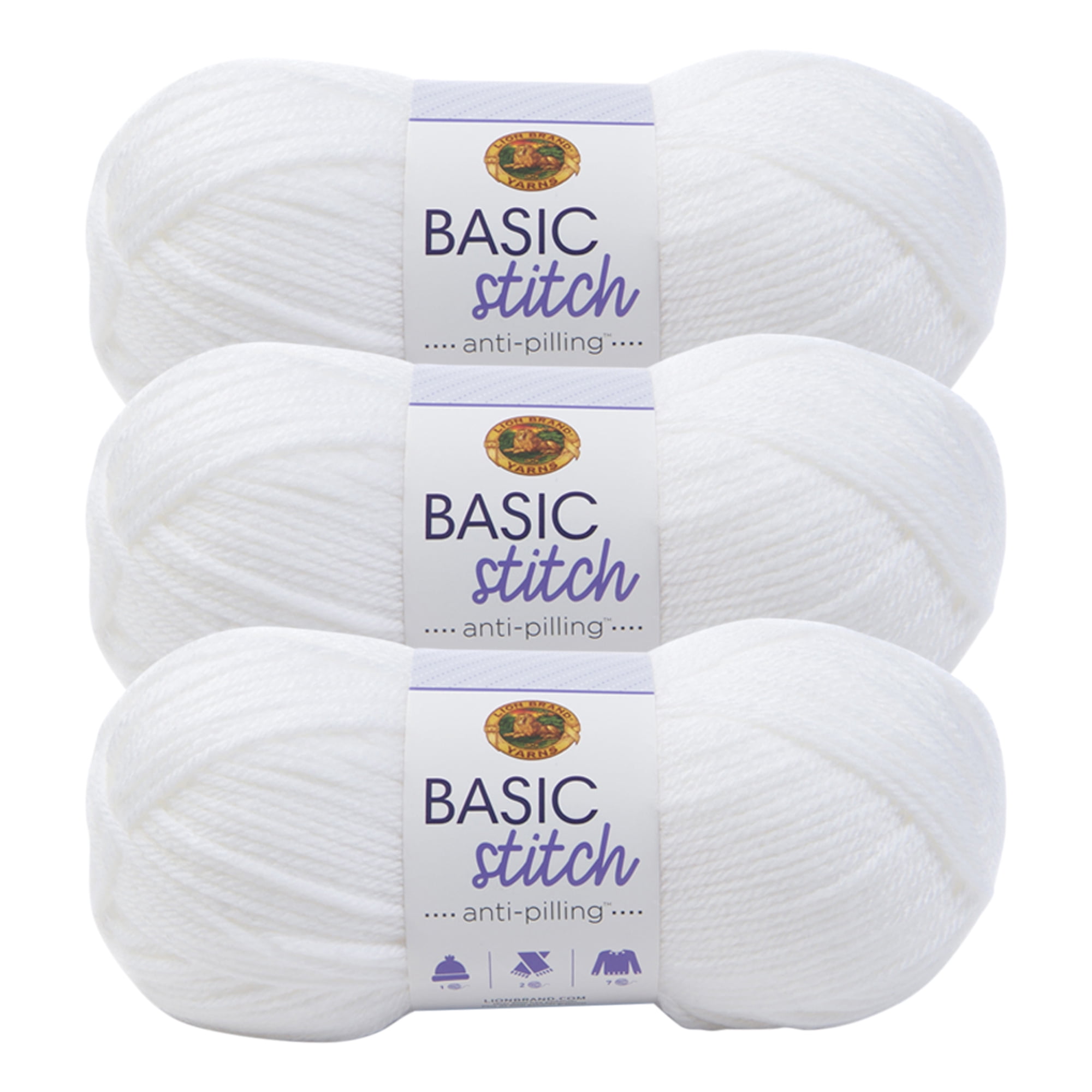 Lion Brand Yarn Basic Stitch Anti Pilling White Anti Pilling Medium ...