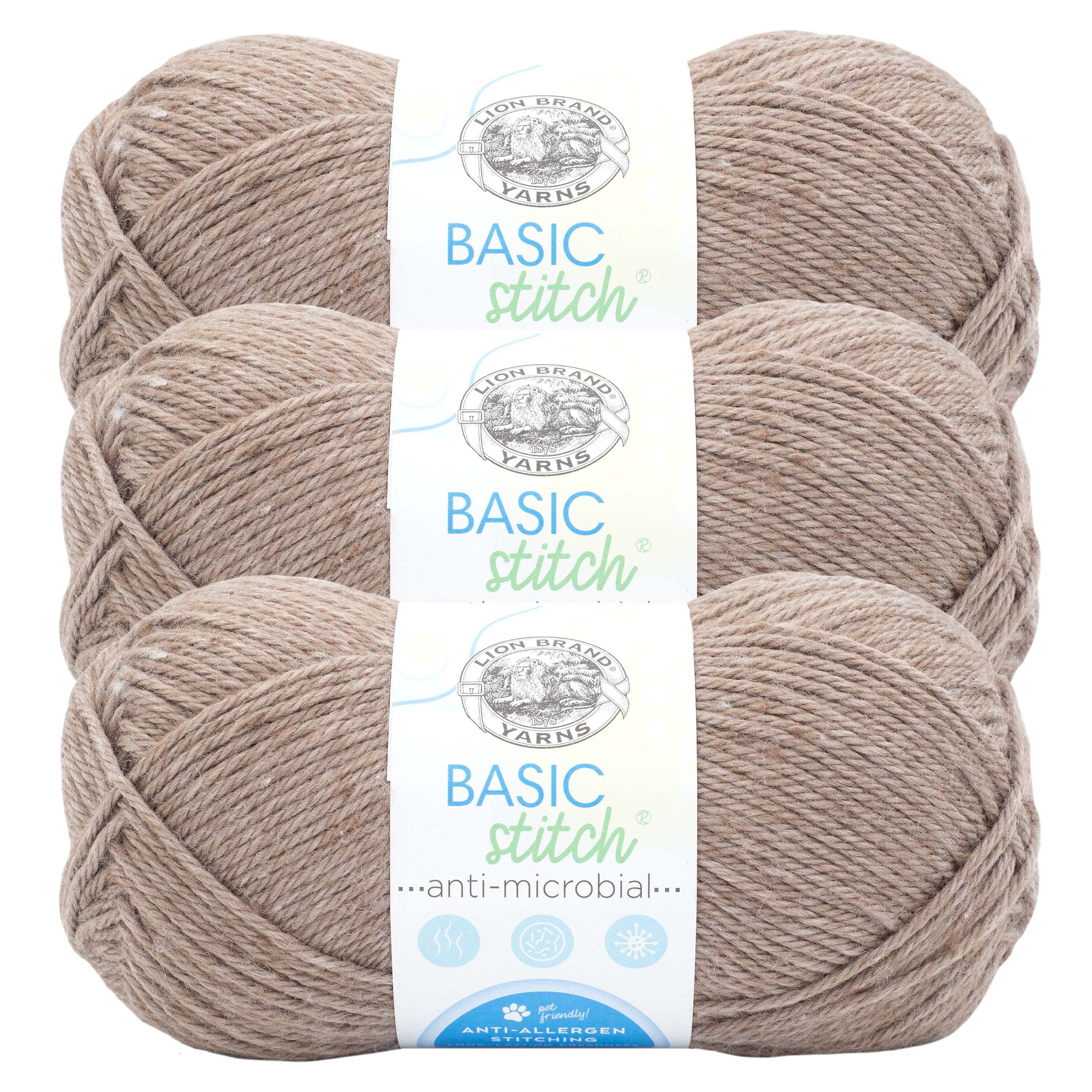 Lion Brand Yarn Basic Stitch Antimicrobial Hazelwood Medium Recycled ...