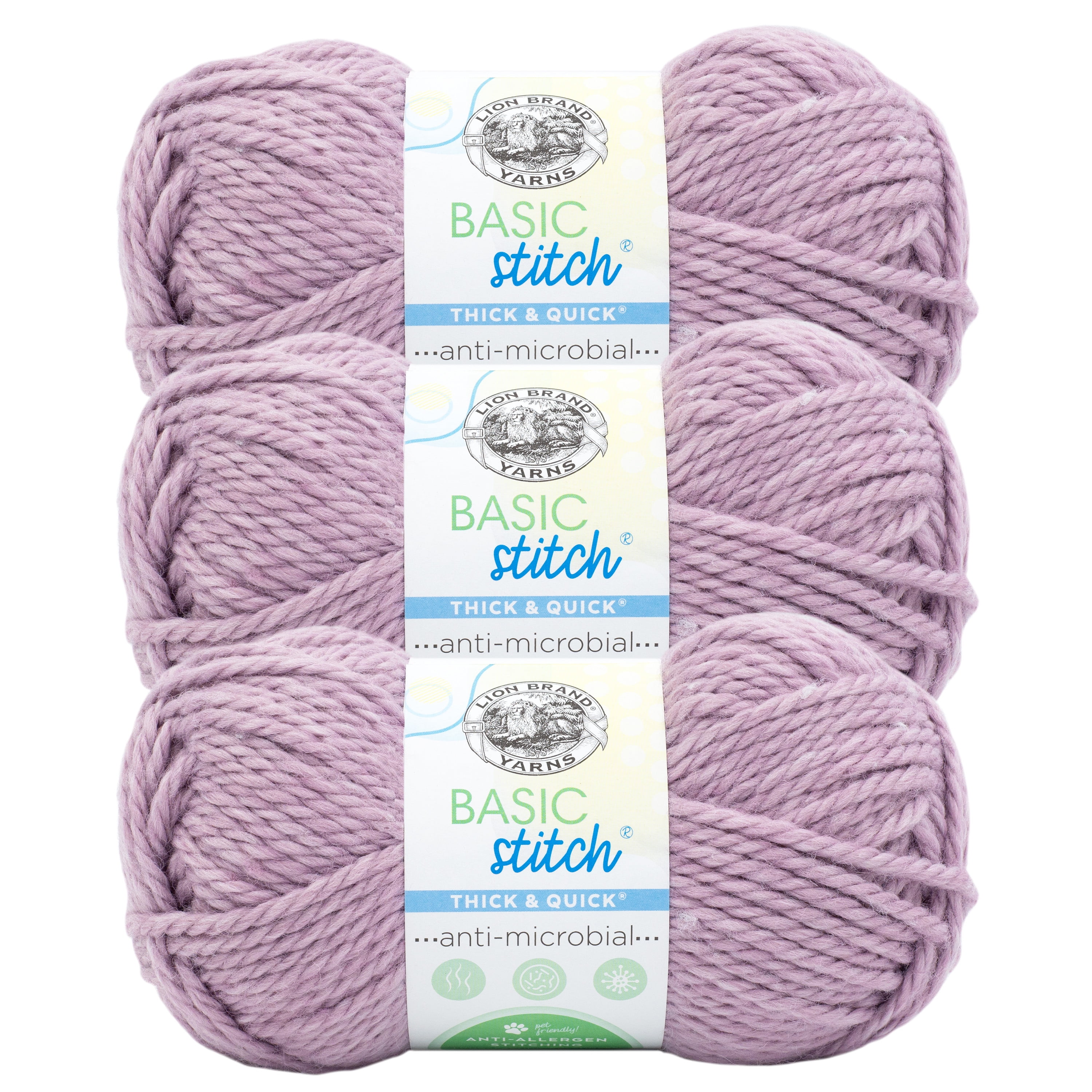 Lion Brand Yarn Basic Stitch Antimicrobial Thick & Quick Lilac Medium ...