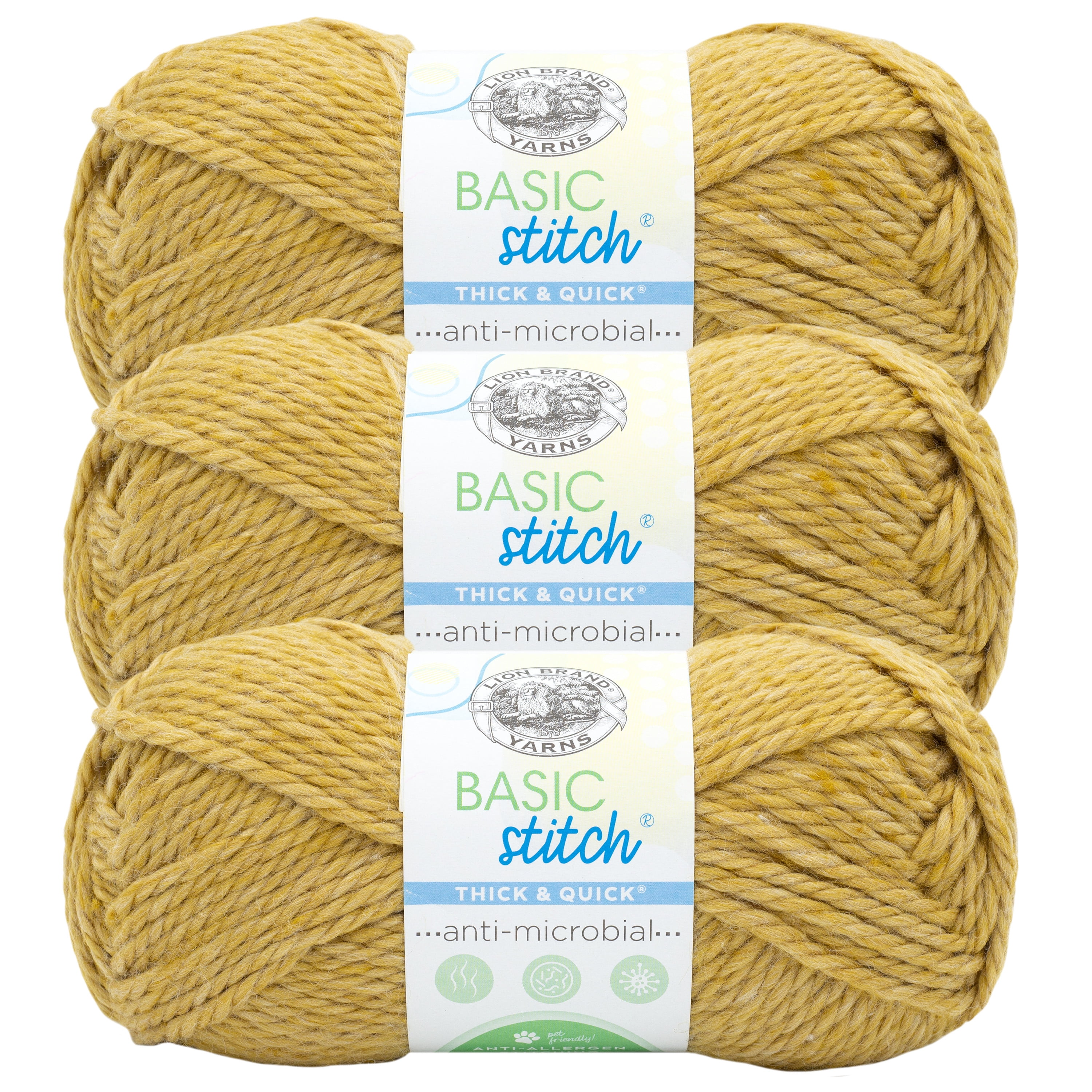 Lion Brand Yarn Basic Stitch Antimicrobial Thick & Quick Maize Medium ...