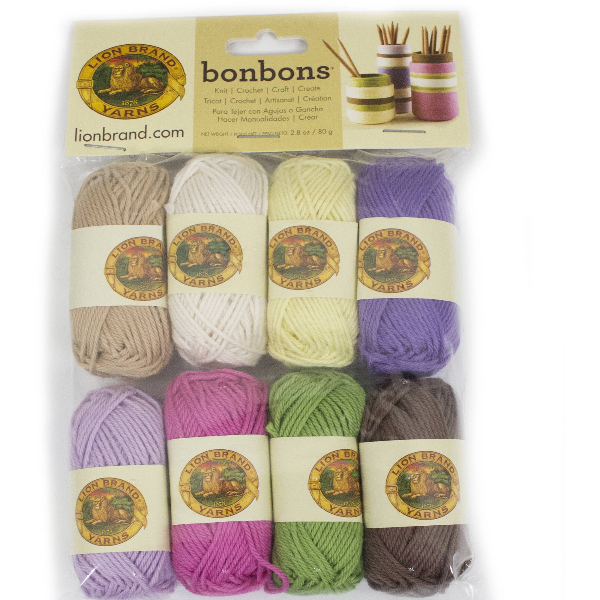 Lion Brand Yarn Bon Bons Nature Mini Yarn Variety Pack Fine Cotton ...