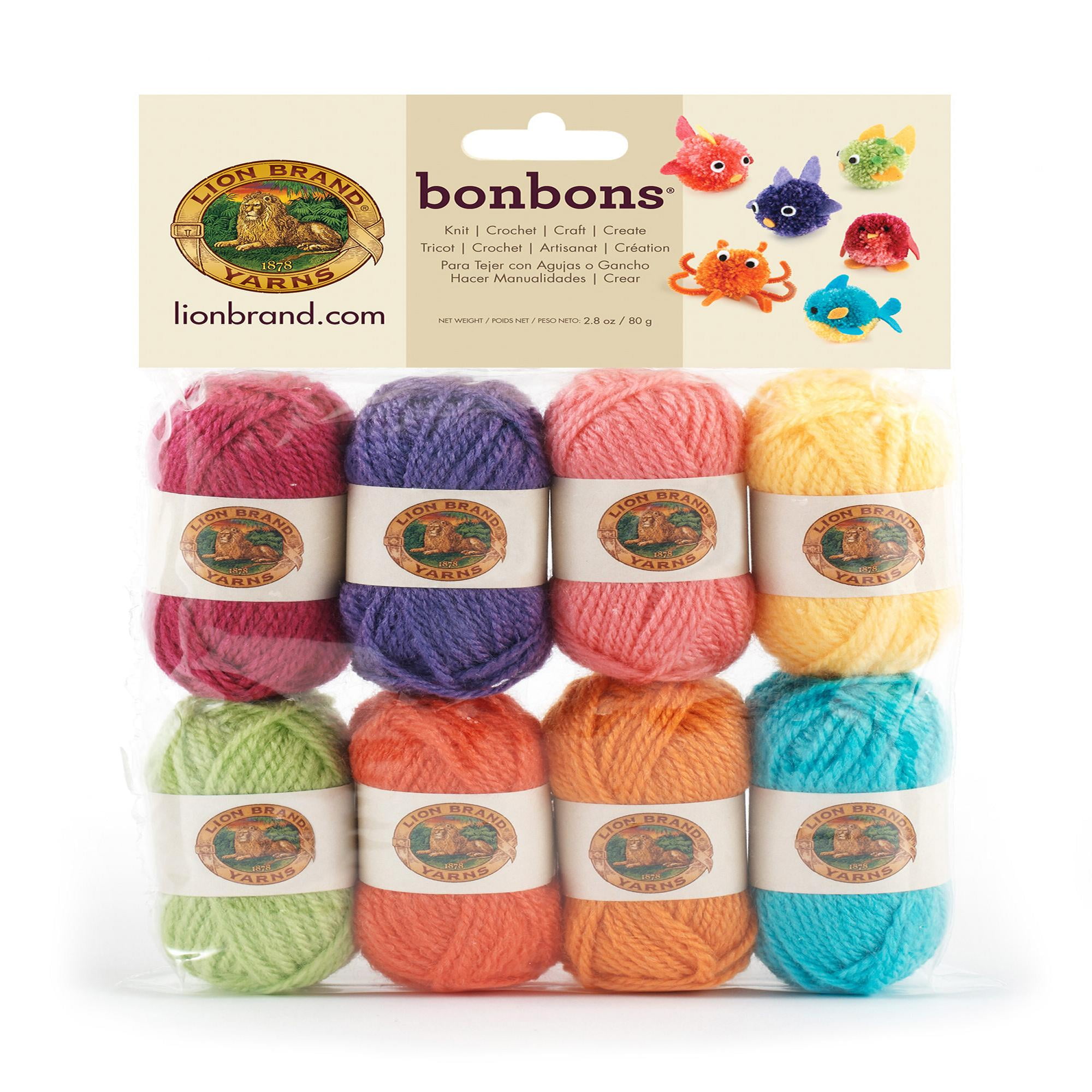 Lion Brand Yarn Bonbons Brights Mini Yarn Variety Pack Light Acrylic ...