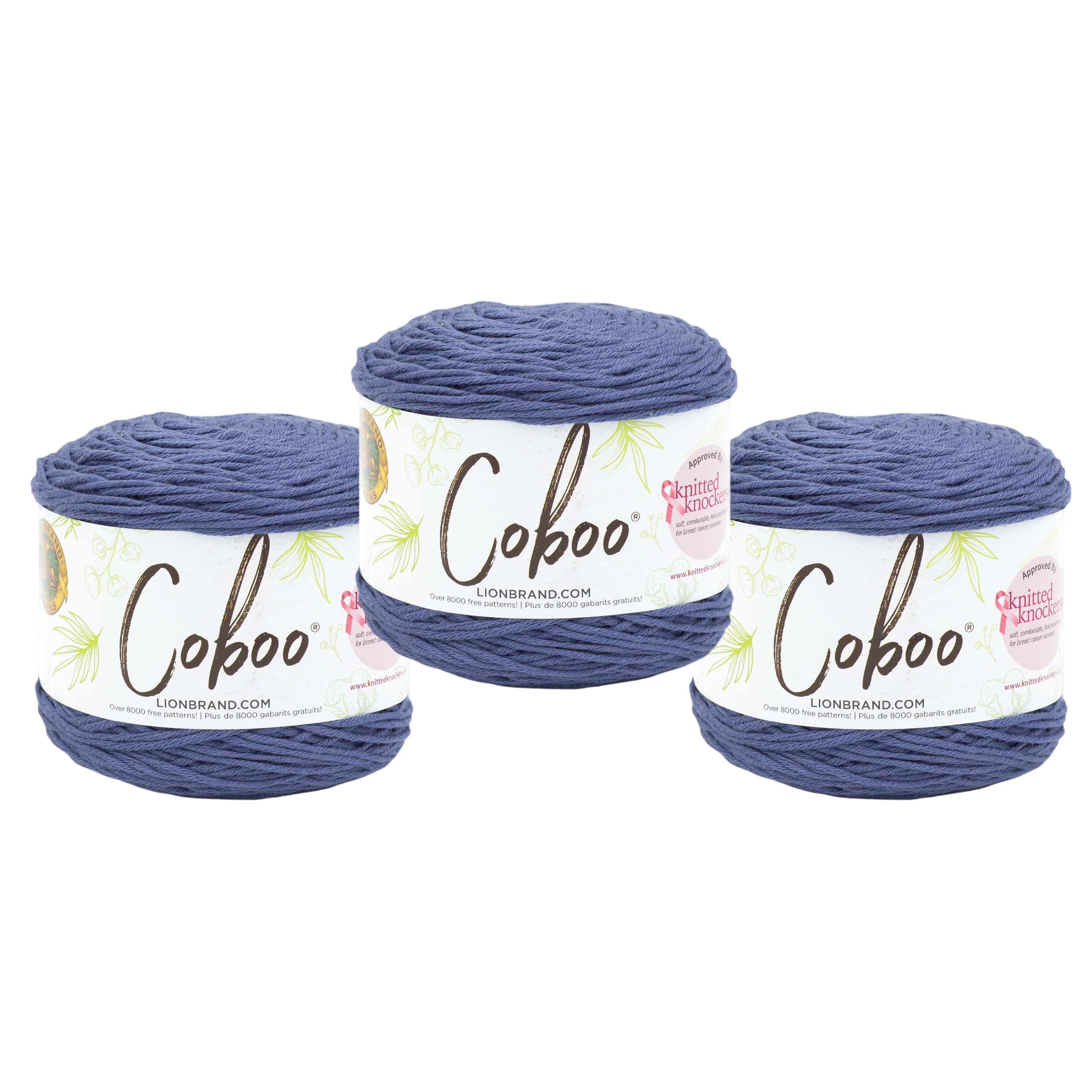 Lion Brand Yarn Coboo Admiral Light Cotton, Bamboo Blue Yarn 3 Pack ...
