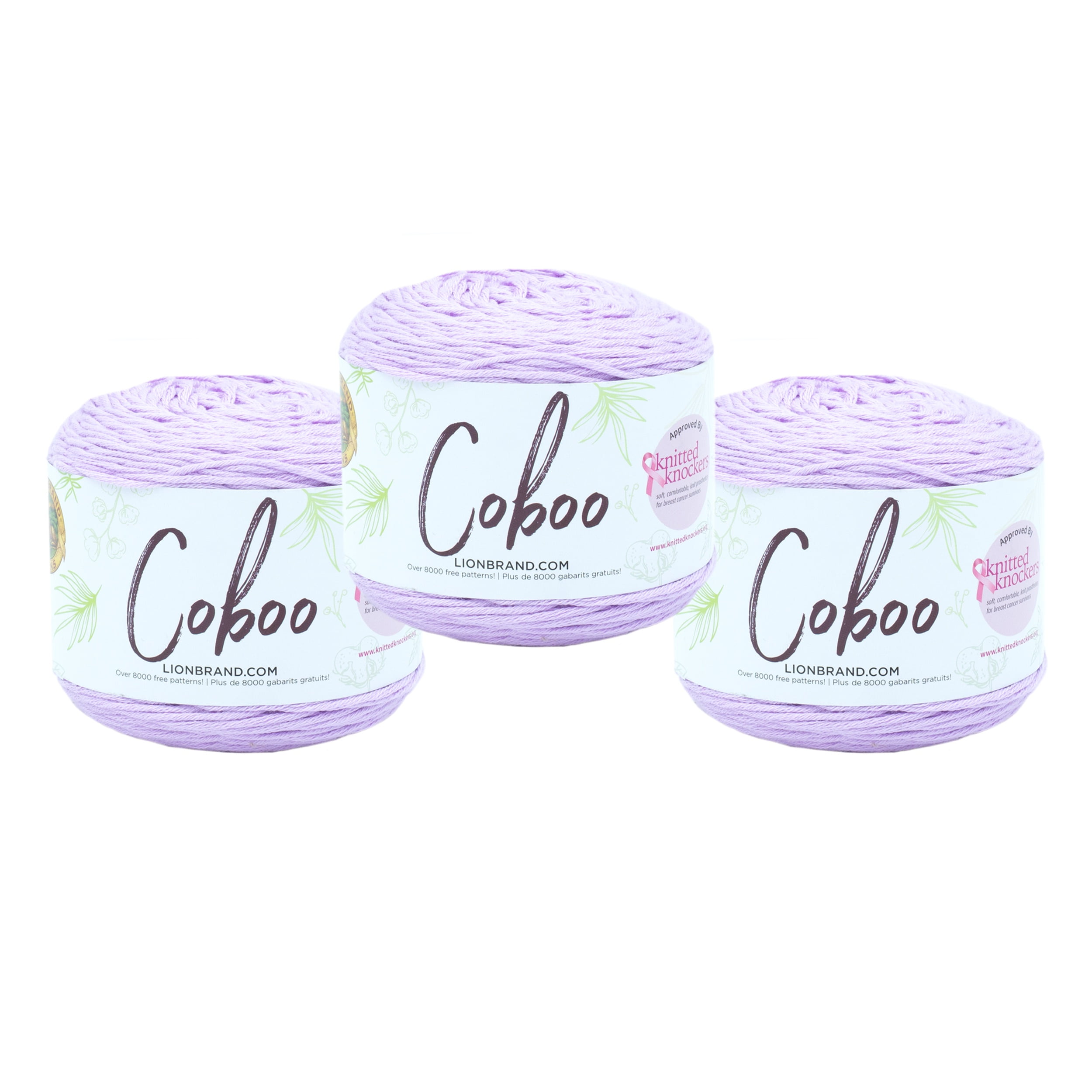 Lion Brand Yarn Coboo Lilac Light Cotton, Bamboo Yarn 3 Pack - Walmart.com