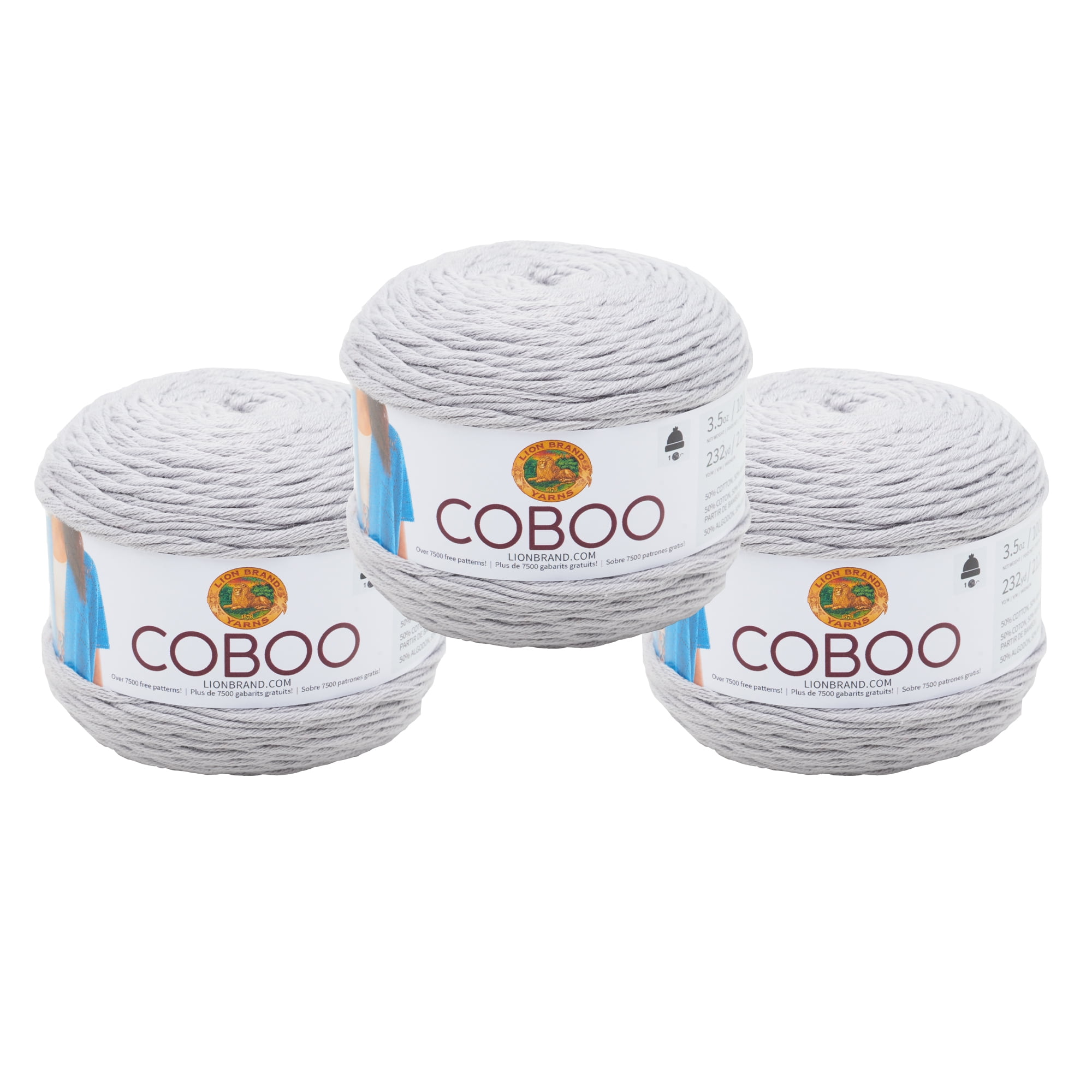 Lion Brand Yarn Coboo Silver Light Gray Yarn 3 Pack - Walmart.com