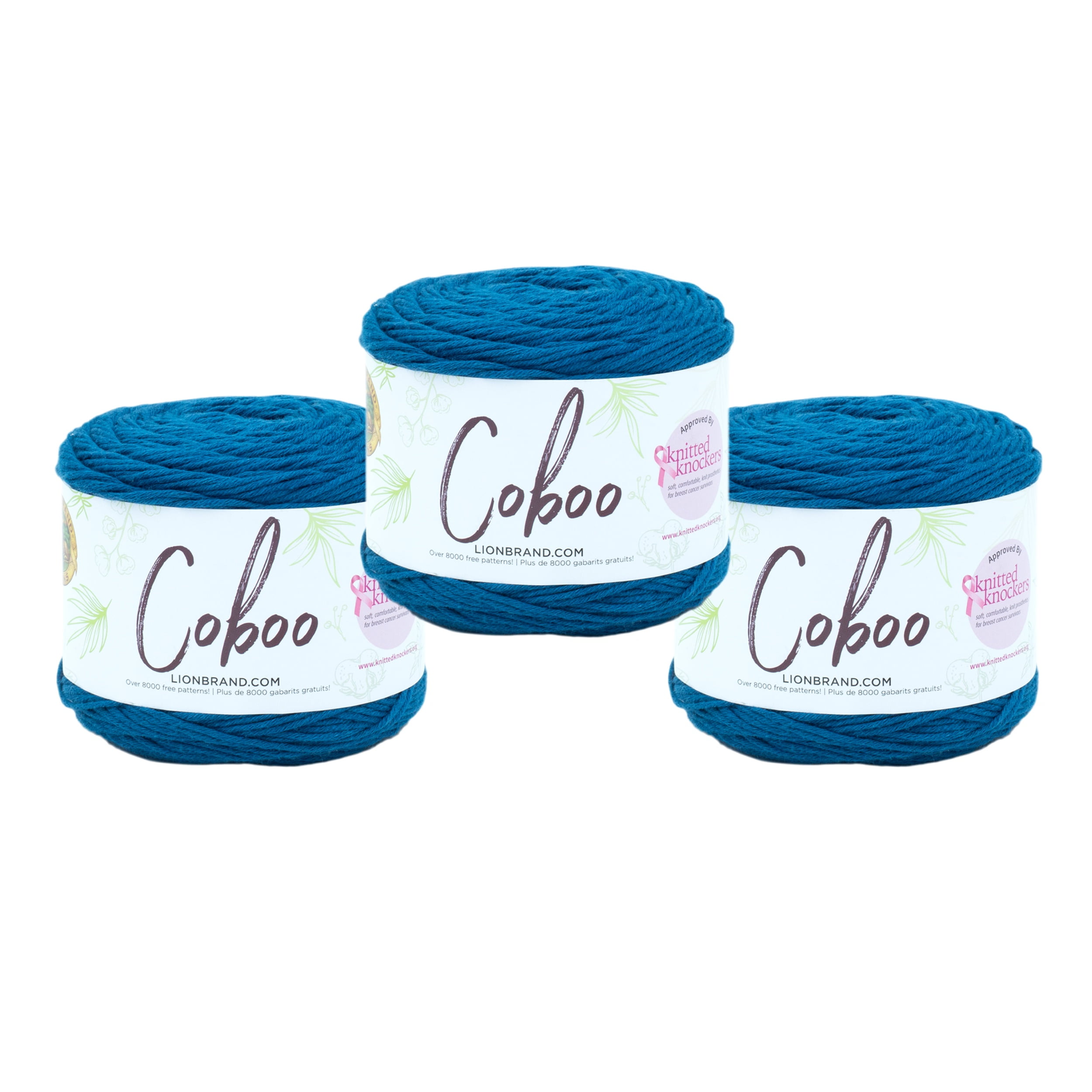 Lion Brand Yarn Coboo Steel Blue Light Cotton, Bamboo Yarn 3 Pack ...