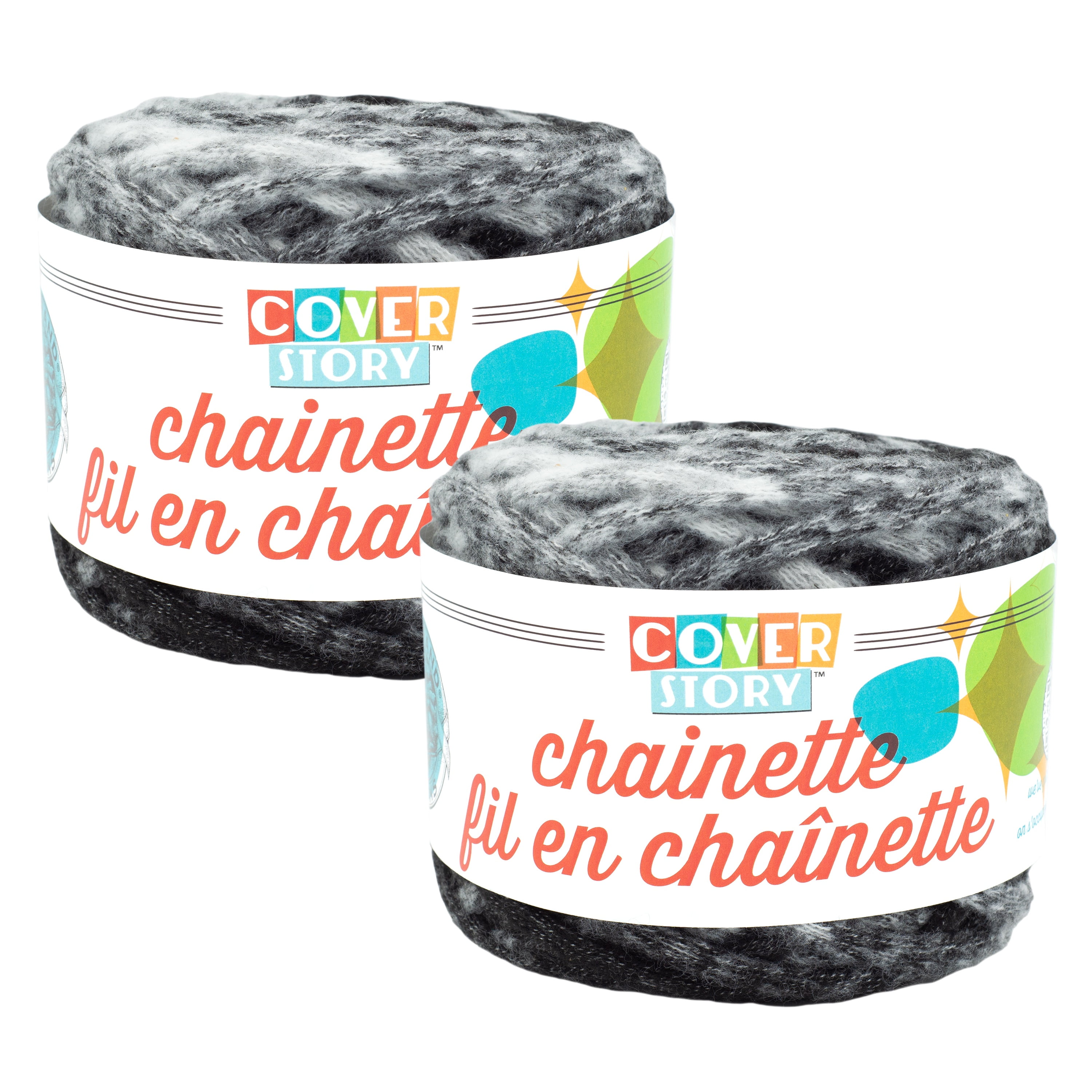 Lion Brand Yarn Cover Story Chainette Black Super Bulky Polyester Yarn ...