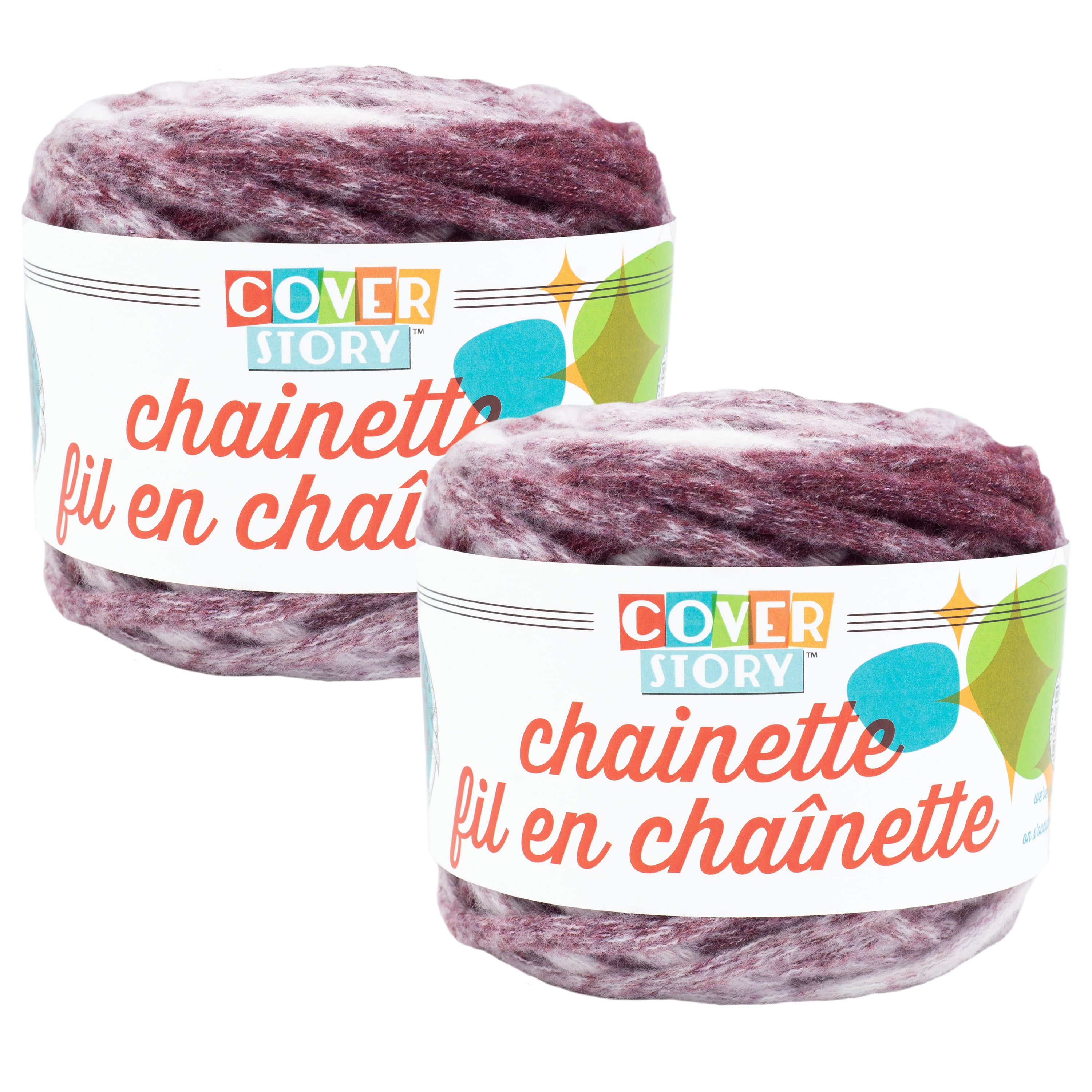Lion Brand Yarn Cover Story Chainette Burgundy Super Bulky Polyester ...