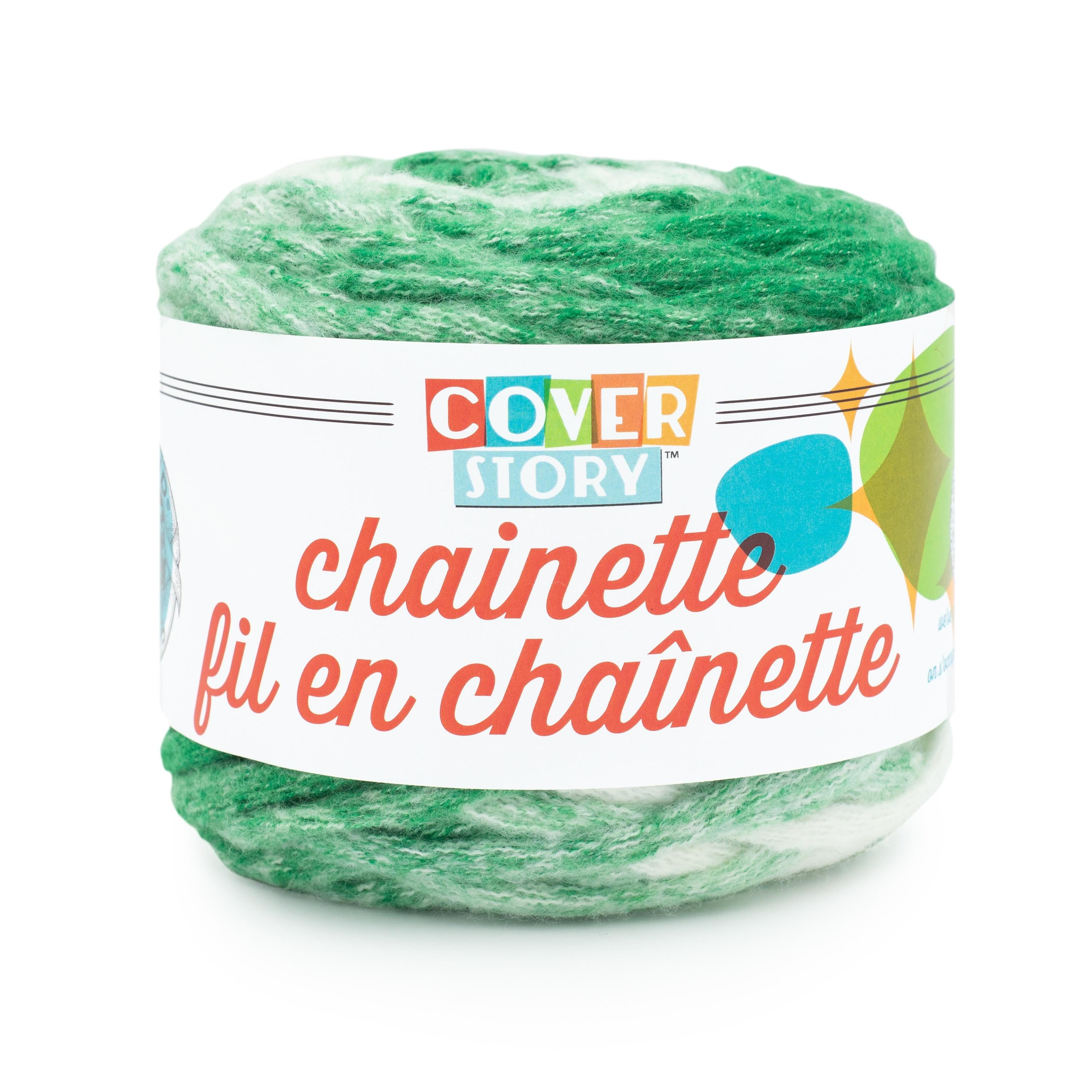 Lion Brand Yarn Cover Story Chainette Kelly Green Super Bulky Polyester ...