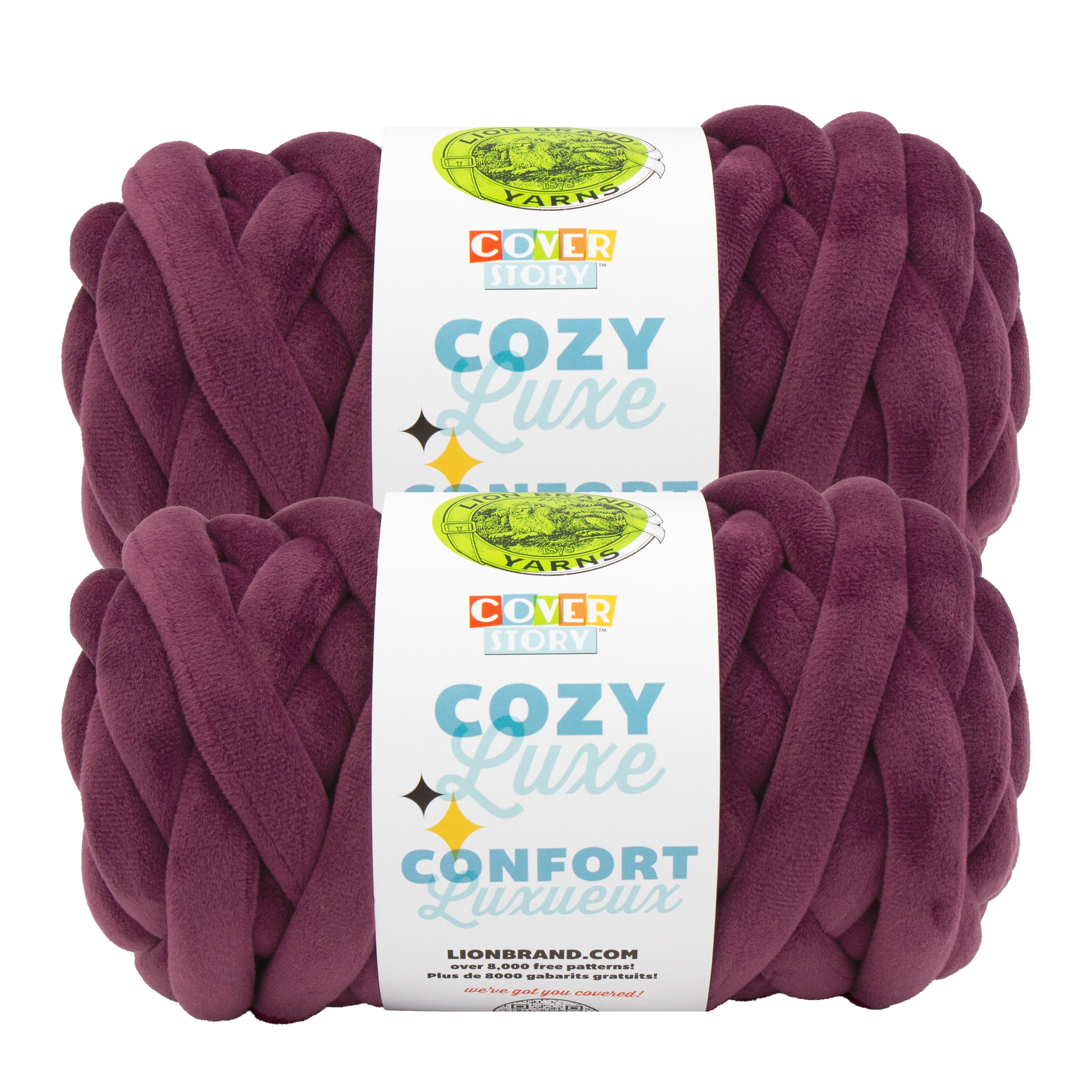 Lion Brand Yarn Cover Story Cozy Luxe Eggplant Jumbo Polyester Yarn 2 ...