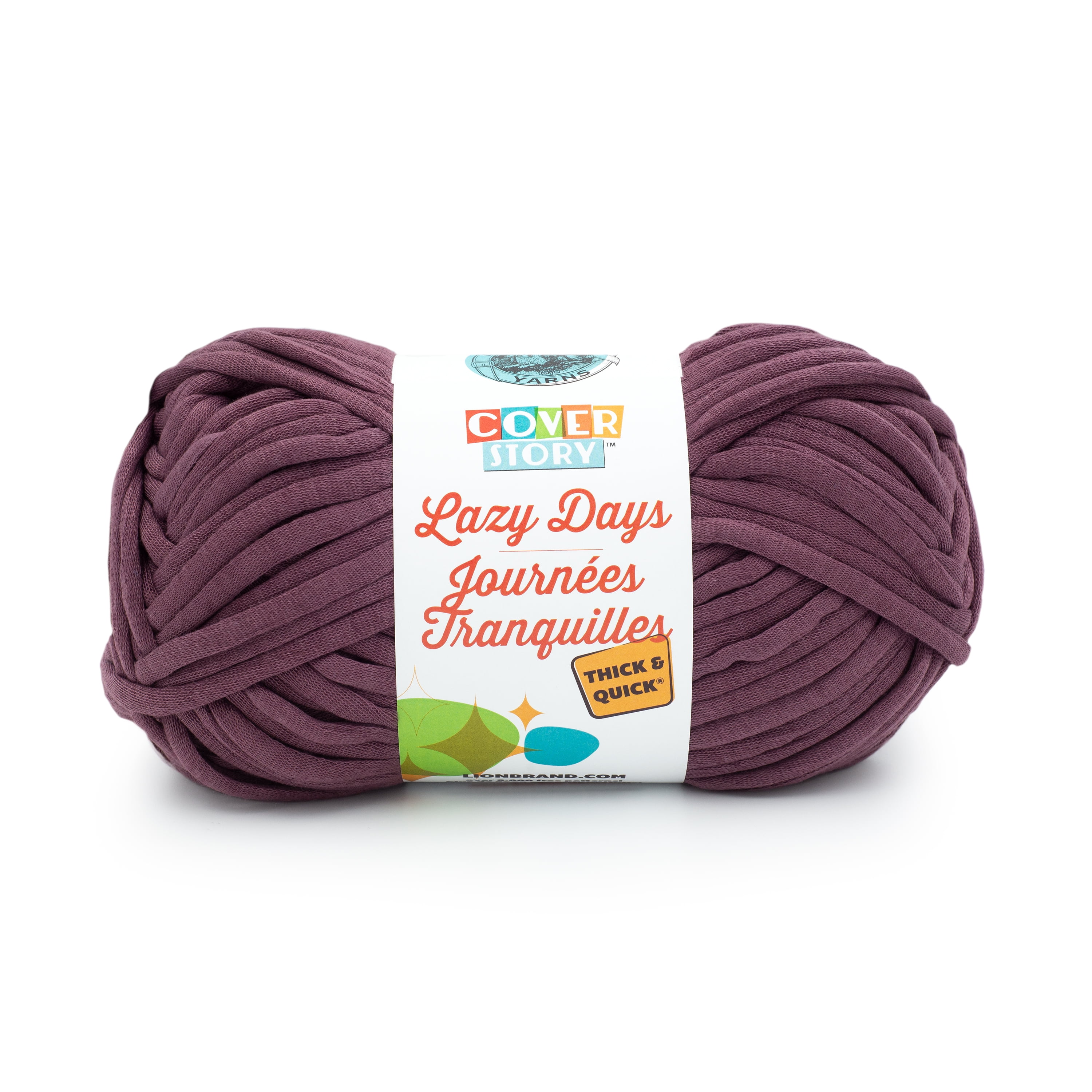 Lion Brand Yarn Cover Story Lazy Days Thick & Quick Eggplant Super ...