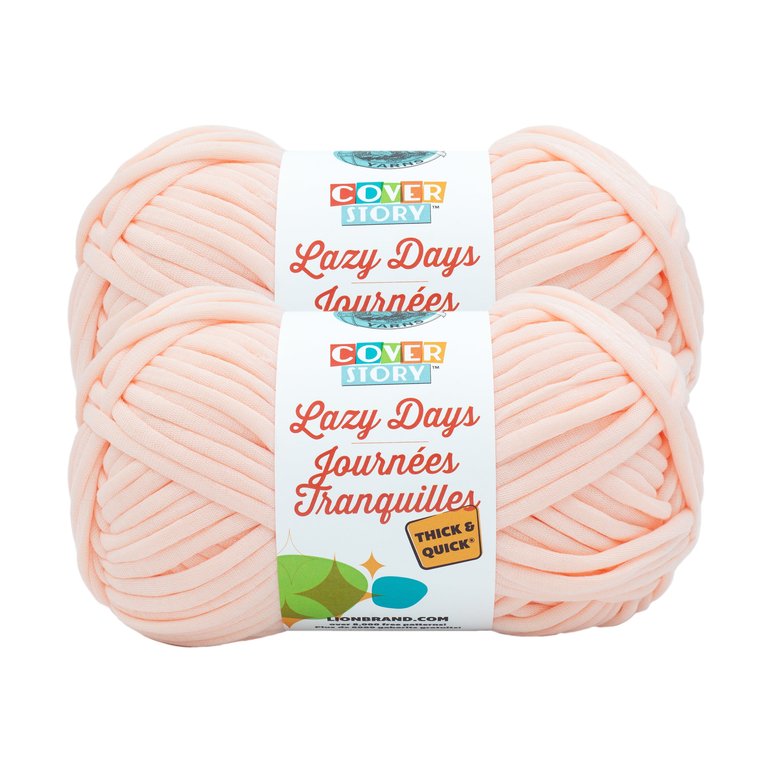 Lion Brand Yarn Cover Story Lazy Days Thick & Quick Light Pink Super ...