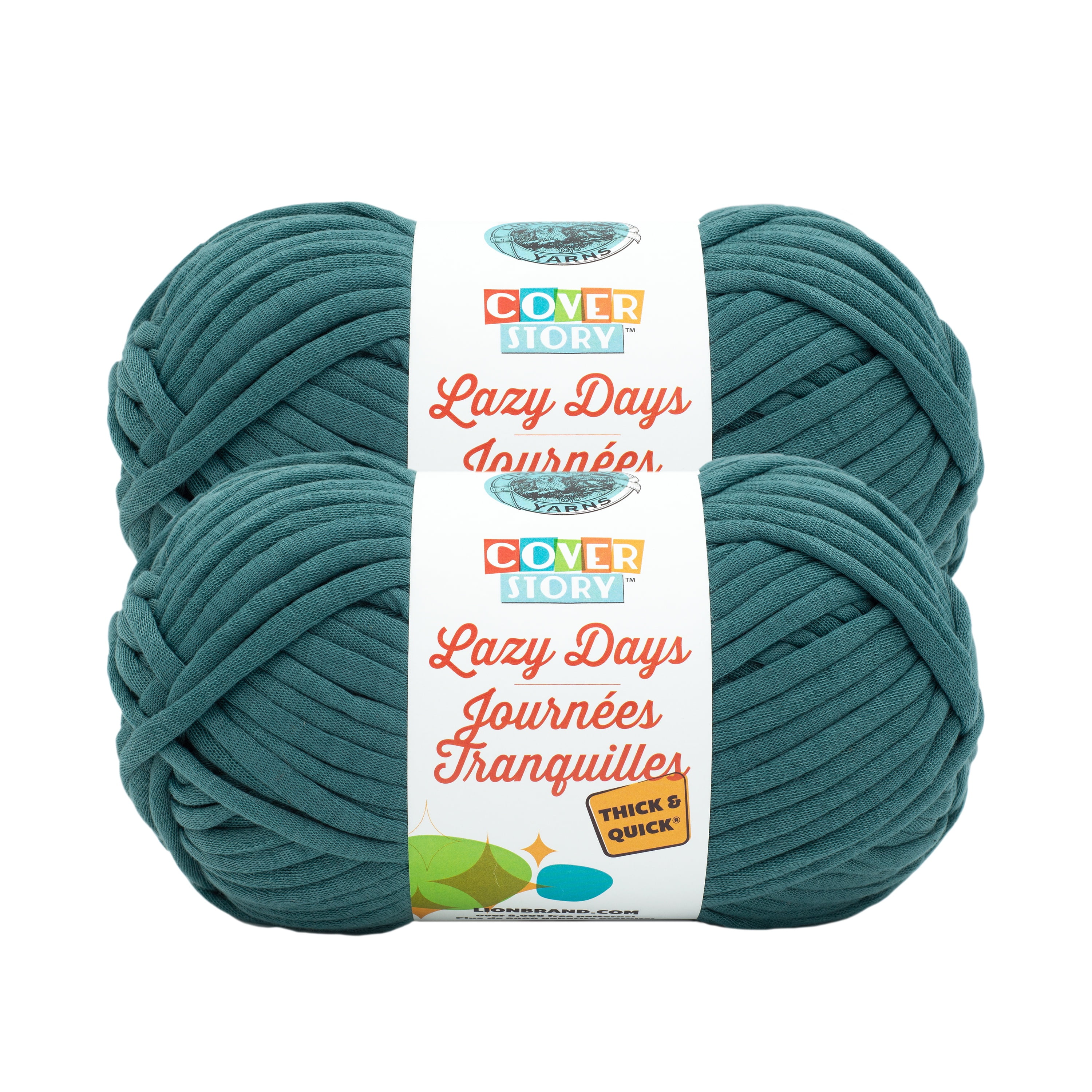 Lion Brand Yarn Cover Story Lazy Days Thick & Quick Mallard Super Bulky ...