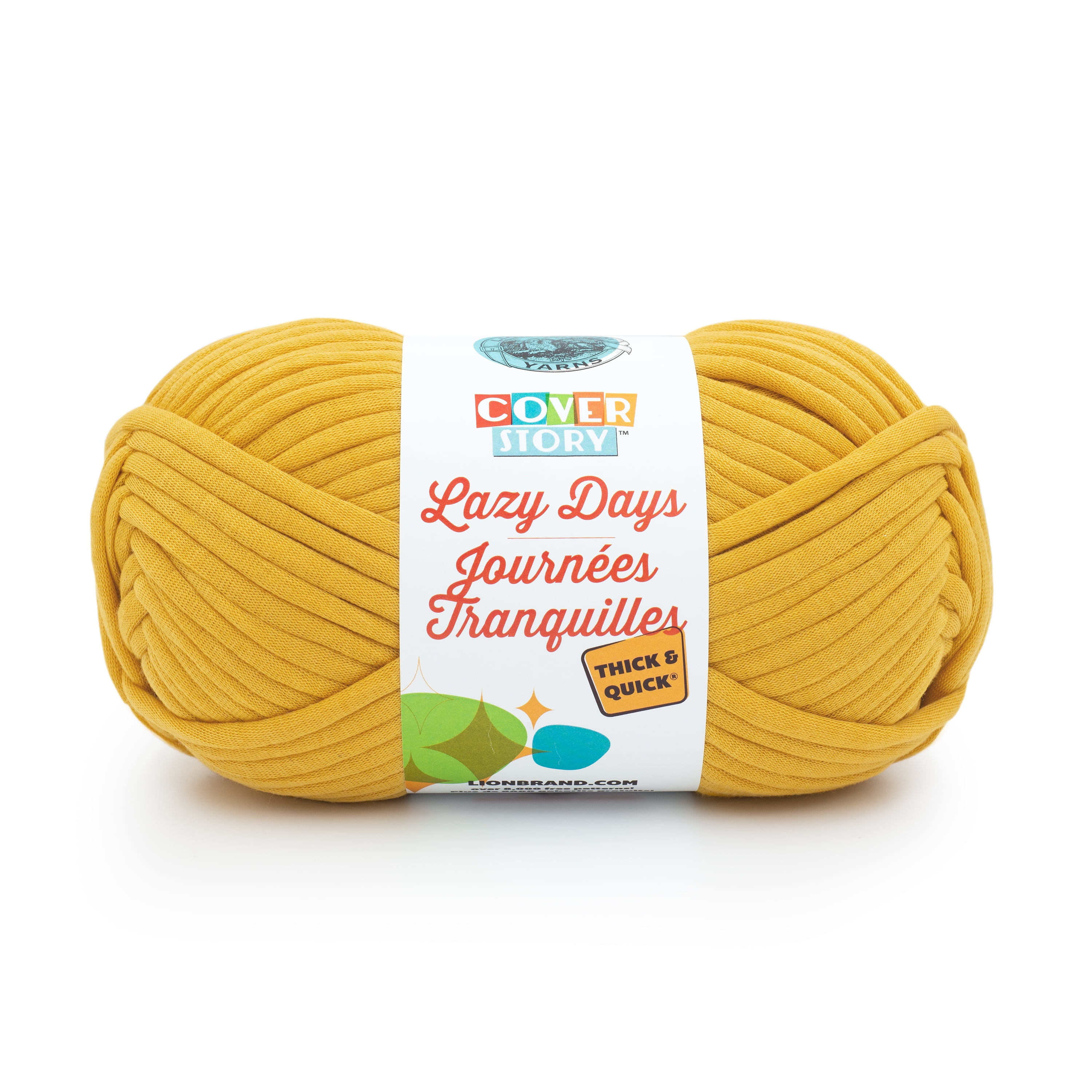 Lion Brand Yarn Cover Story Lazy Days Thick & Quick Mustard Super Bulky ...